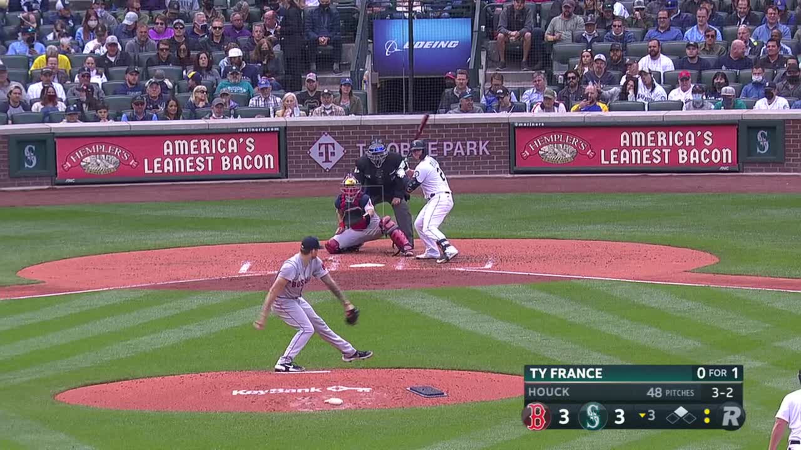 Ty France strikes out swinging.