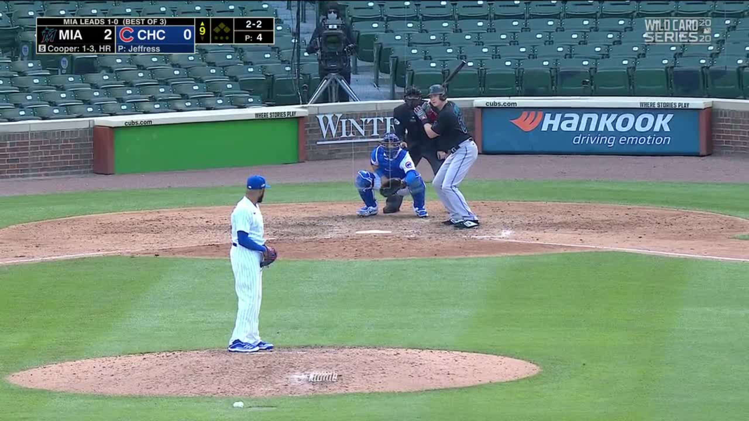 Garrett Cooper grounds out softly, pitcher Jeremy Jeffress to first ...