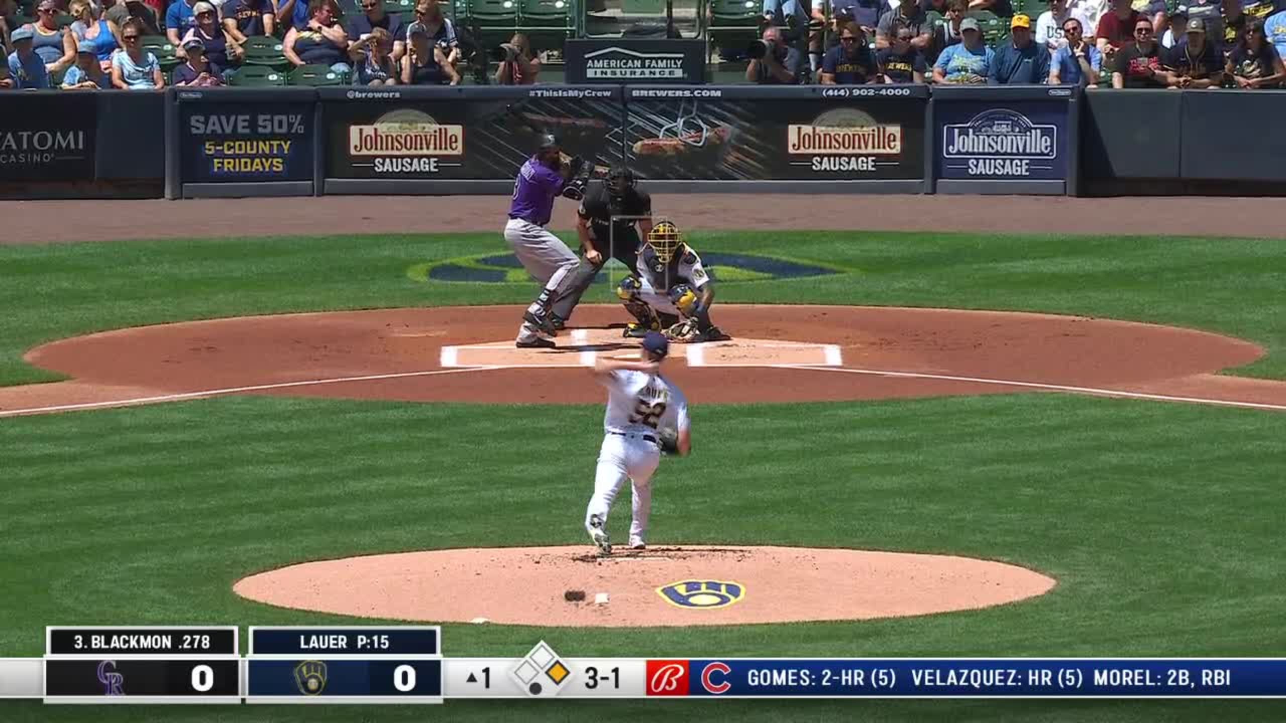 Charlie Blackmon lines into a double play, shortstop Willy Adames to ...