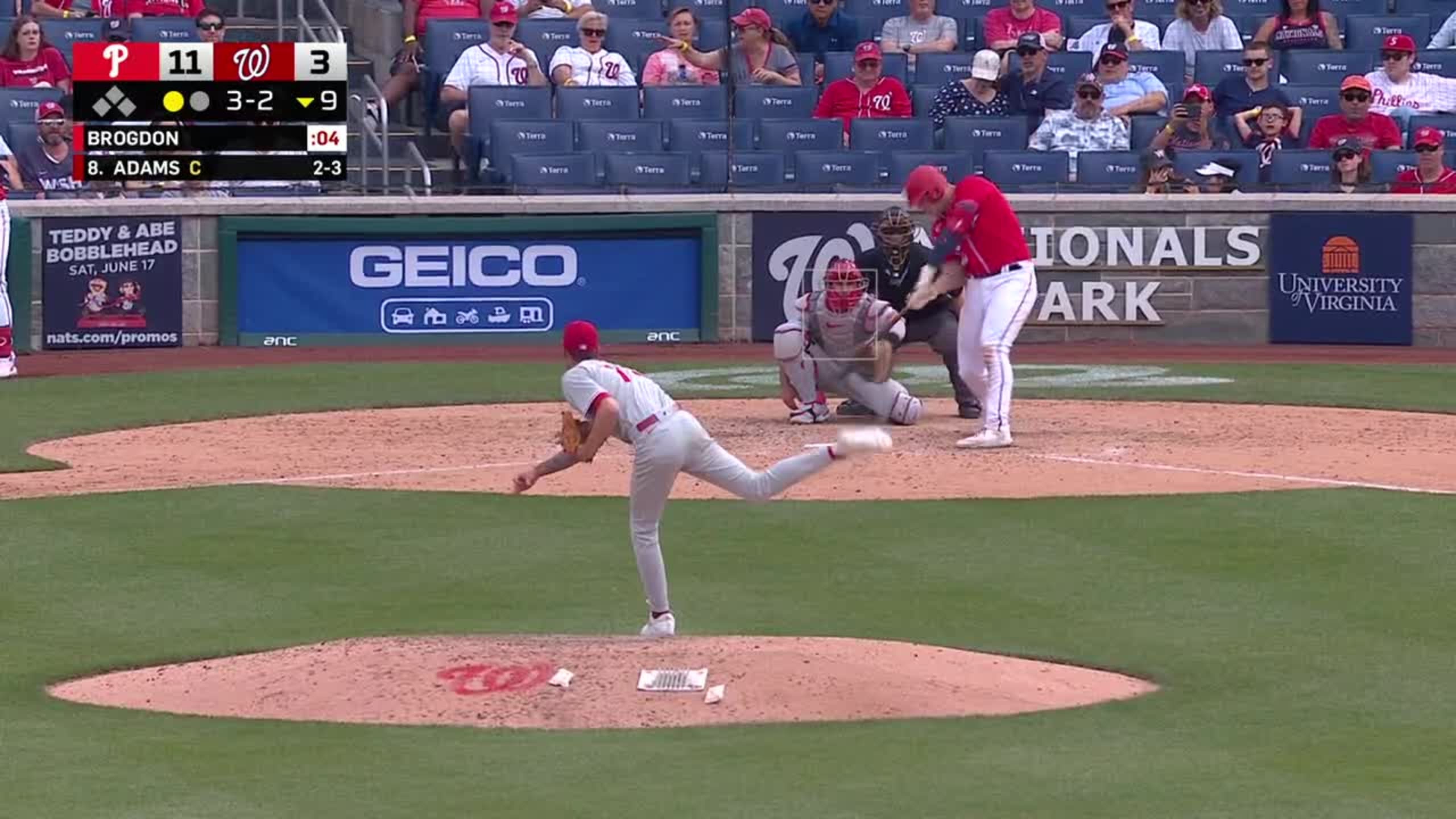 Riley Adams grounds out softly, pitcher Connor Brogdon to first baseman ...