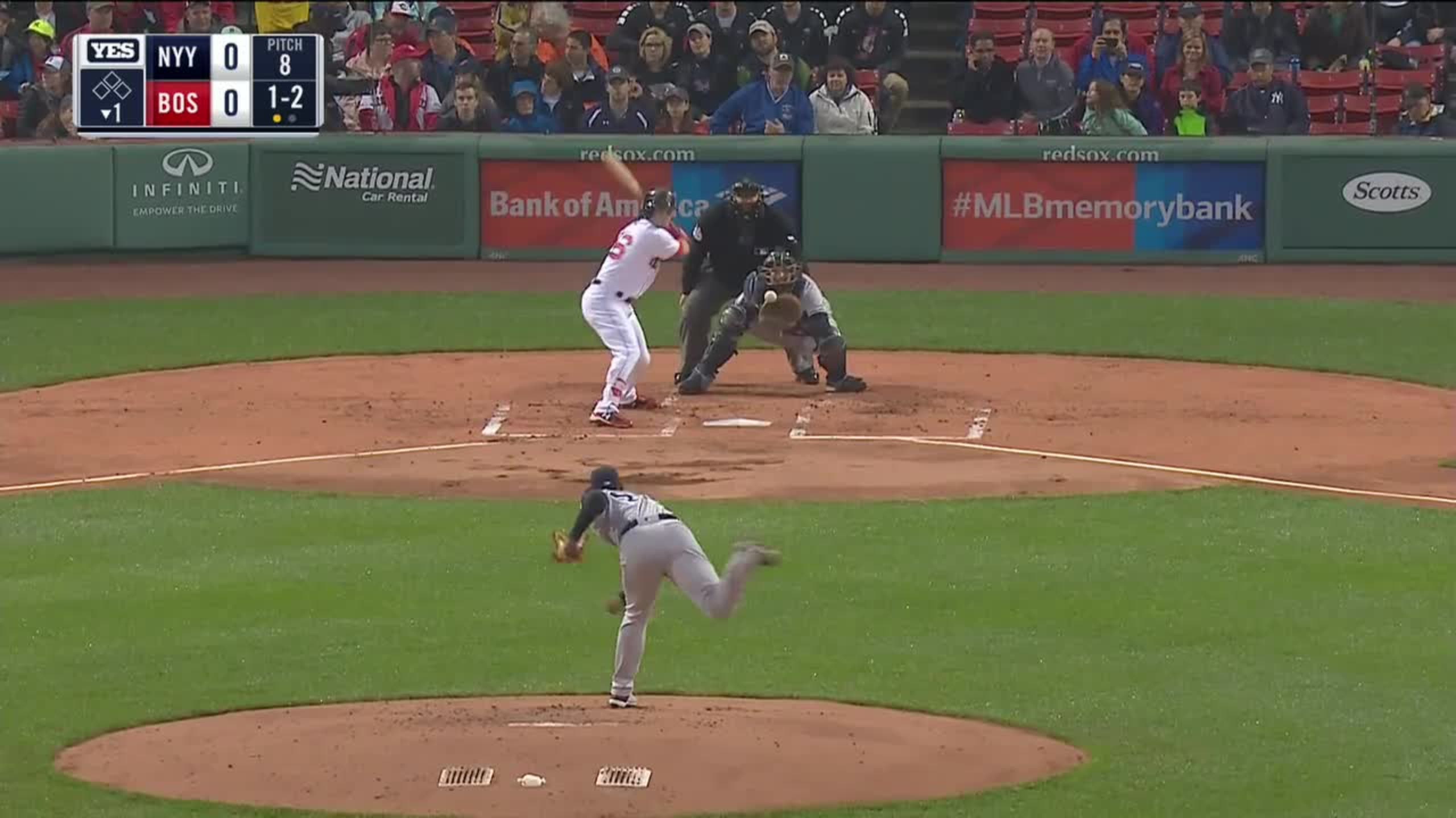 Andrew Benintendi grounds out, third baseman Chase Headley to first ...