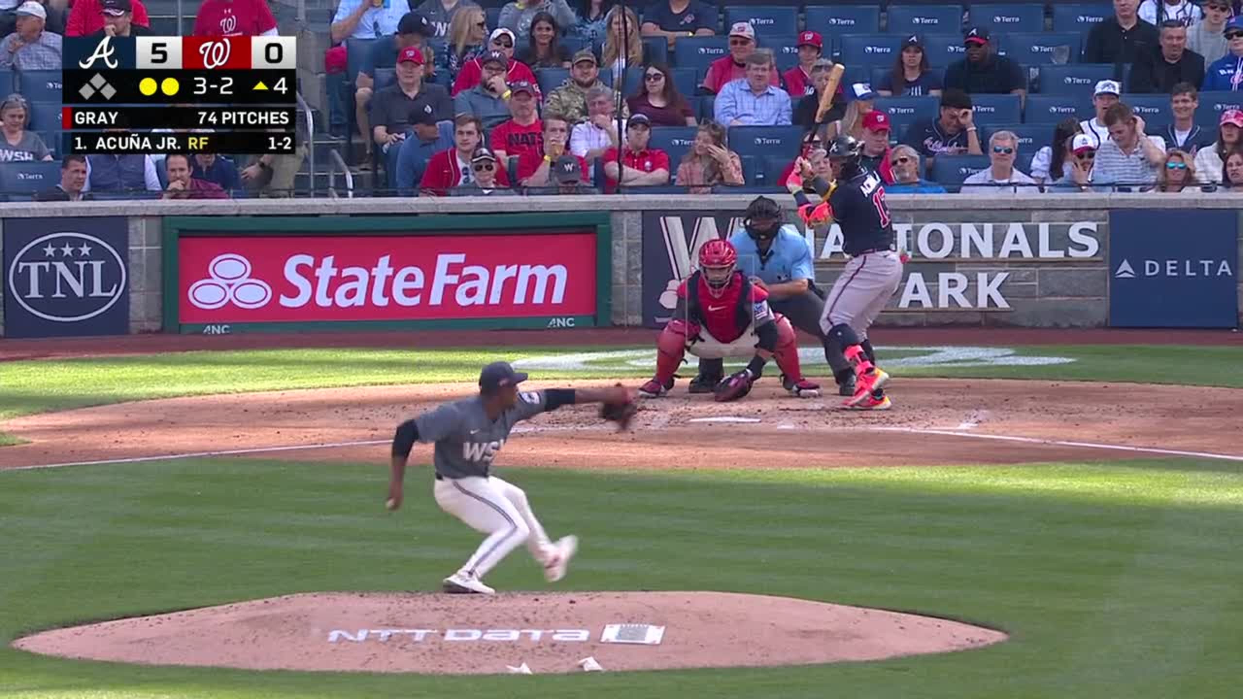 Ronald Acuna Jr. strikes out swinging.