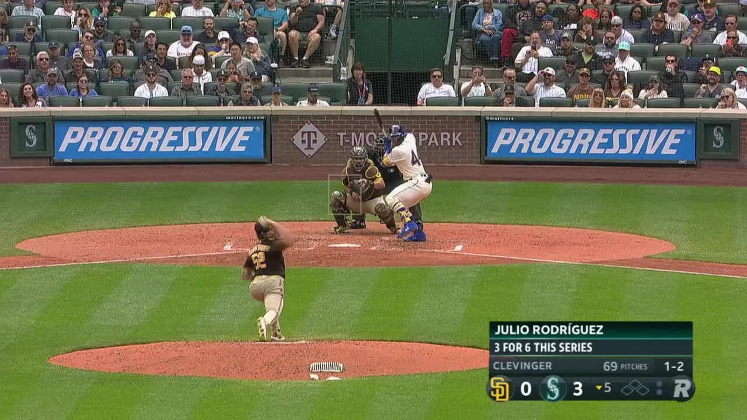 Julio Rodriguez hit by pitch.