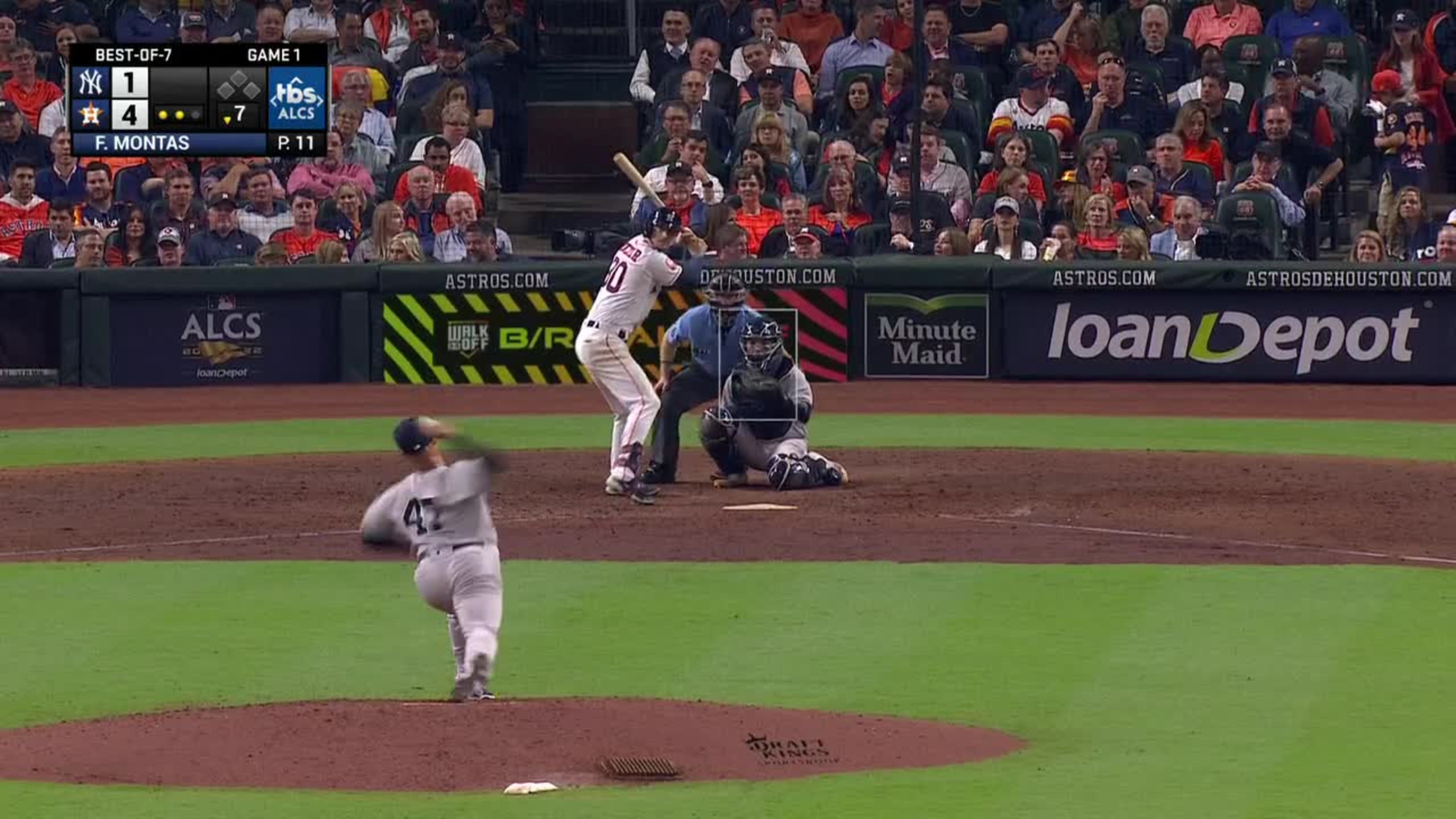 Kyle Tucker flies out to center fielder Harrison Bader.