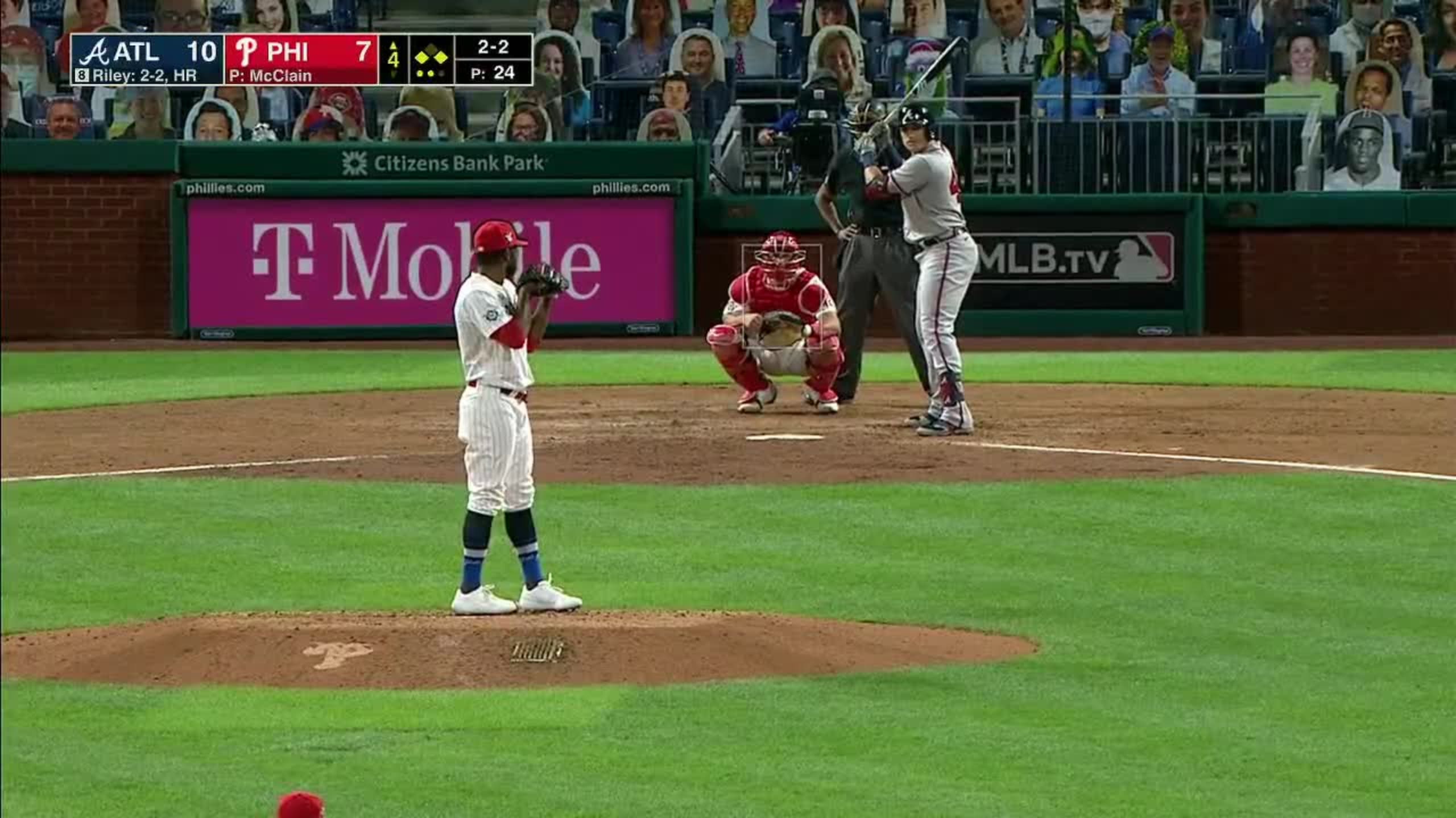 Austin Riley called out on strikes.