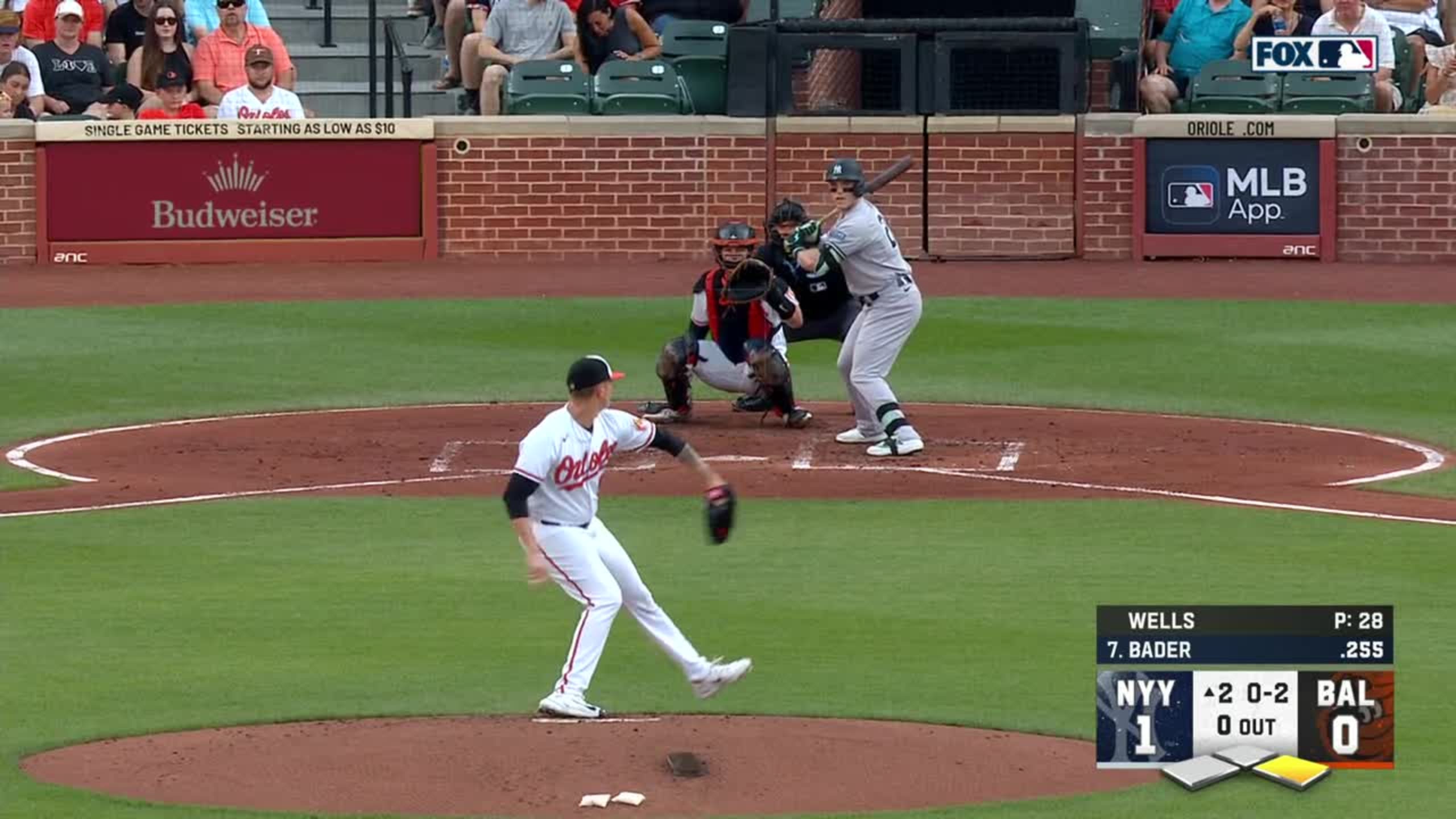 Harrison Bader grounds into a force out, pitcher Tyler Wells to second ...