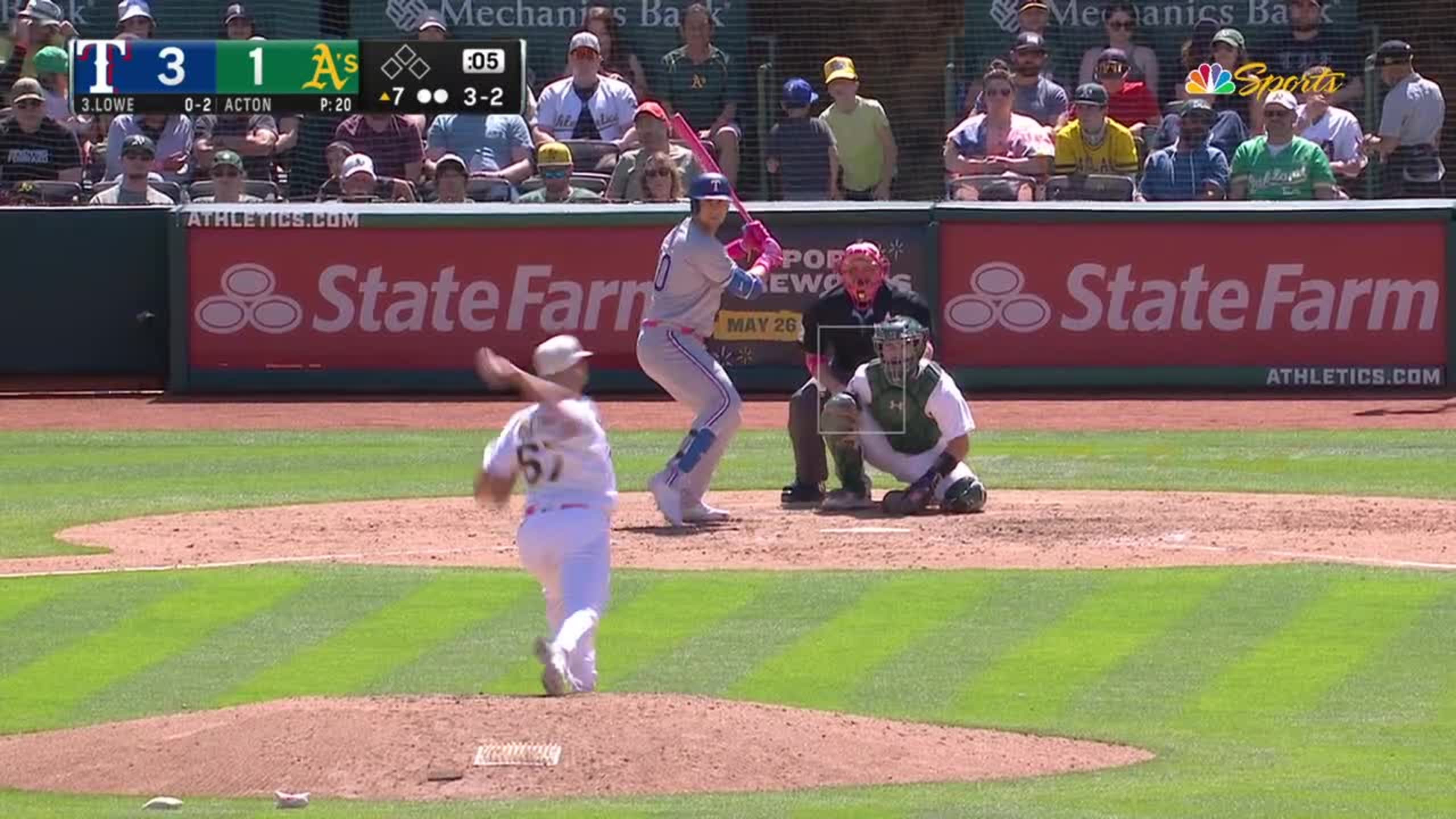Nathaniel Lowe grounds out, pitcher Garrett Acton to first baseman ...