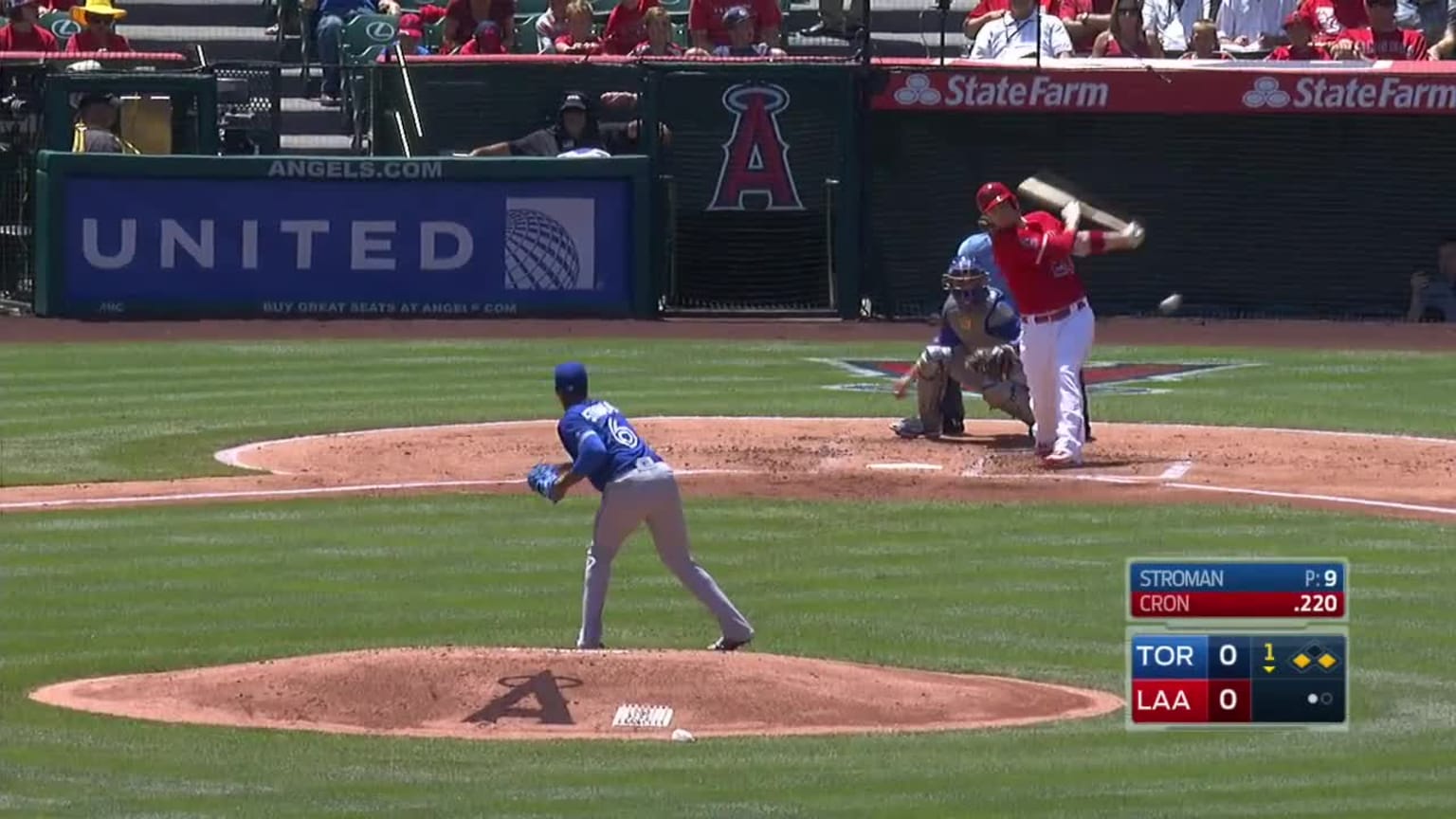 C.J. Cron grounds into a double play, shortstop Ryan Goins to second ...