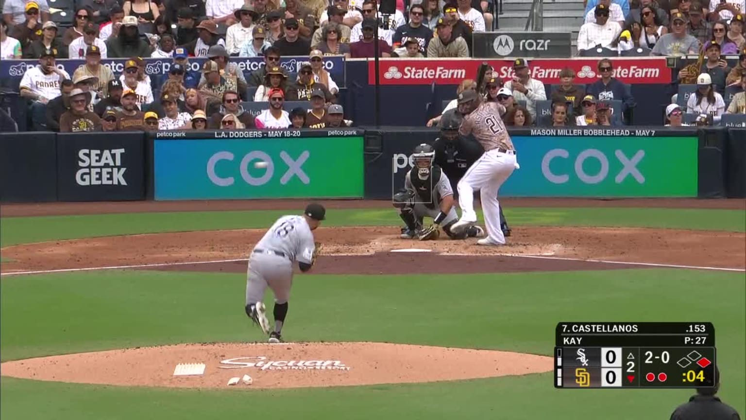 Nick Castellanos doubles (4) on a sharp line drive to left fielder Sam ...