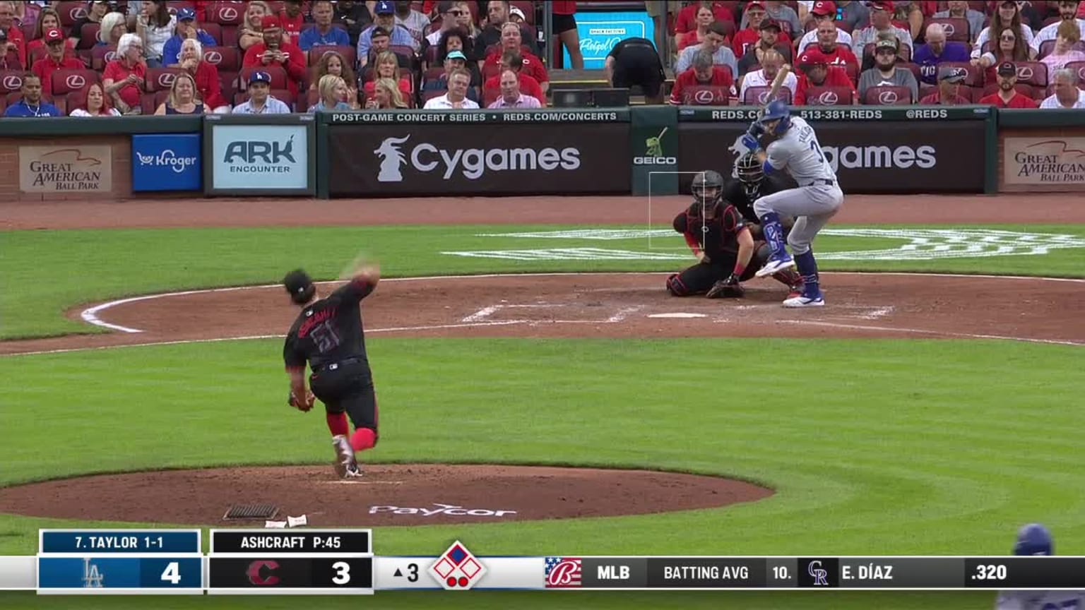 Chris Taylor grounds out, shortstop Elly De La Cruz to first baseman Jeimer Candelario. | 05/24 ...
