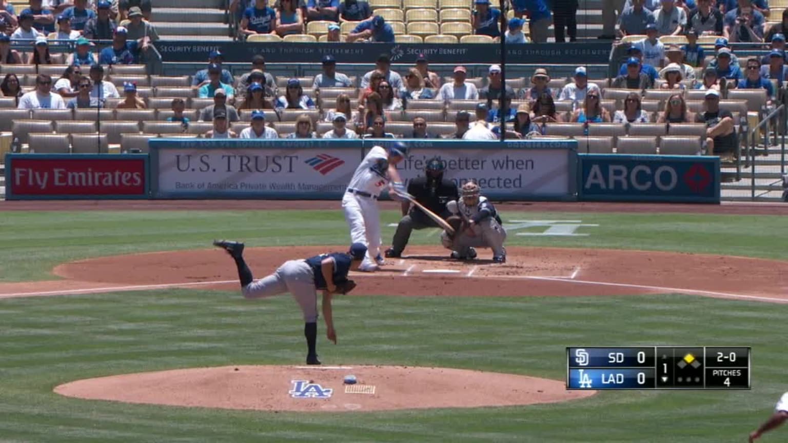 Corey Seager singles on a ground ball to center fielder B. J. Upton ...