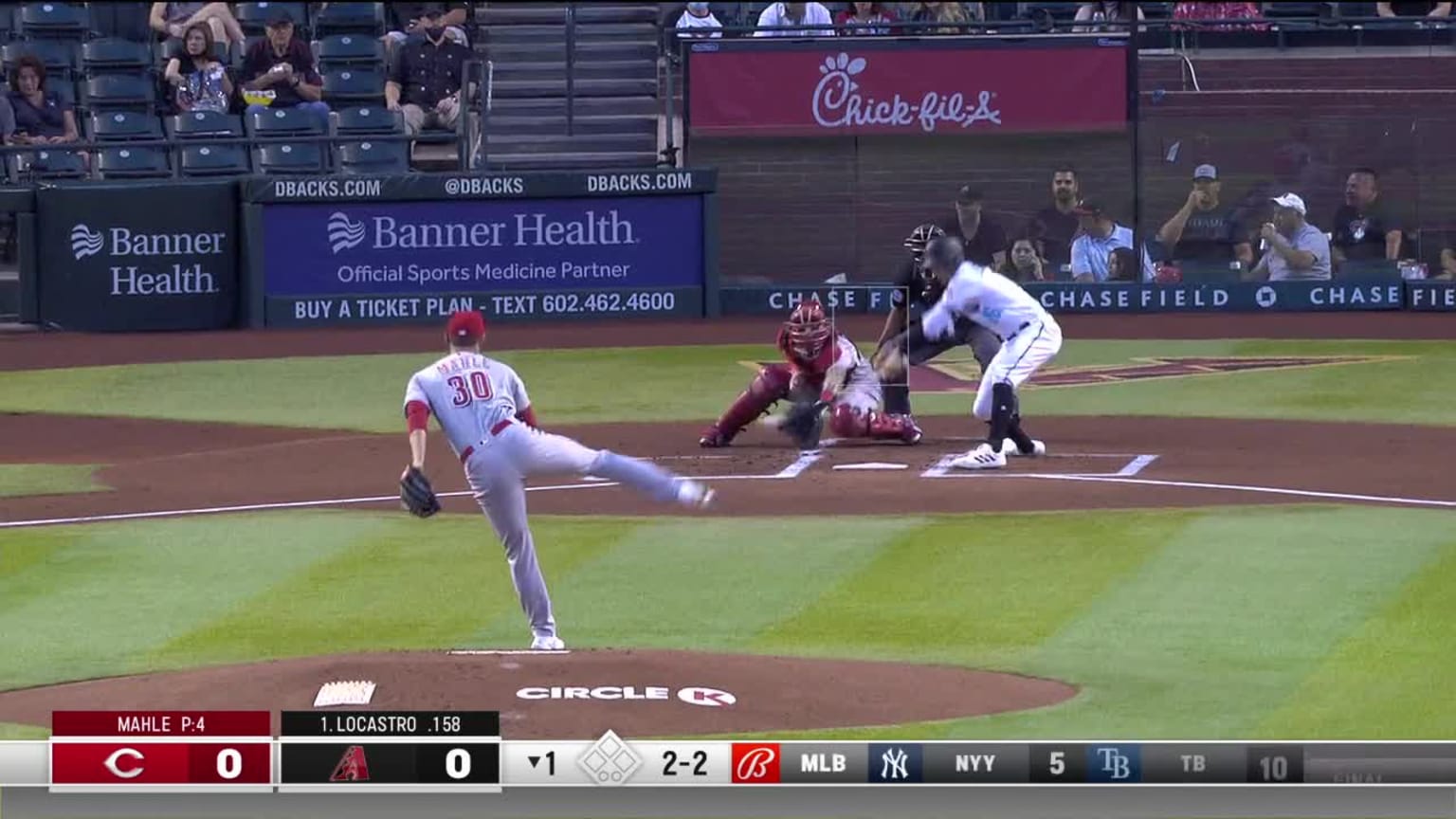 Tim Locastro grounds out, second baseman Jonathan India to first baseman Joey Votto. | 04/09 ...