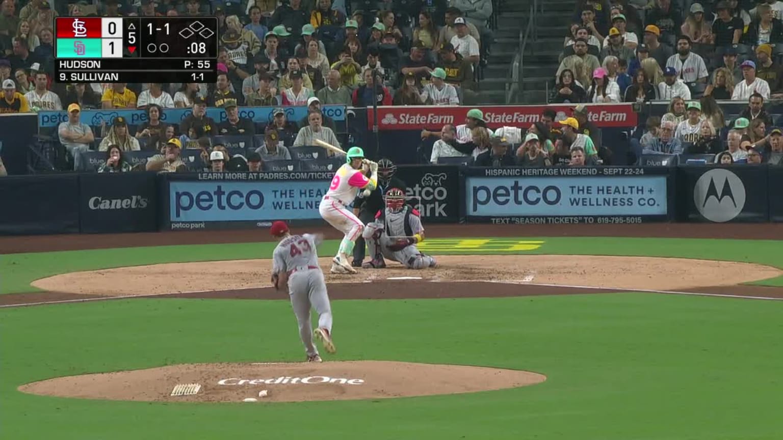 Brett Sullivan singles on a line drive to left fielder Richie Palacios ...