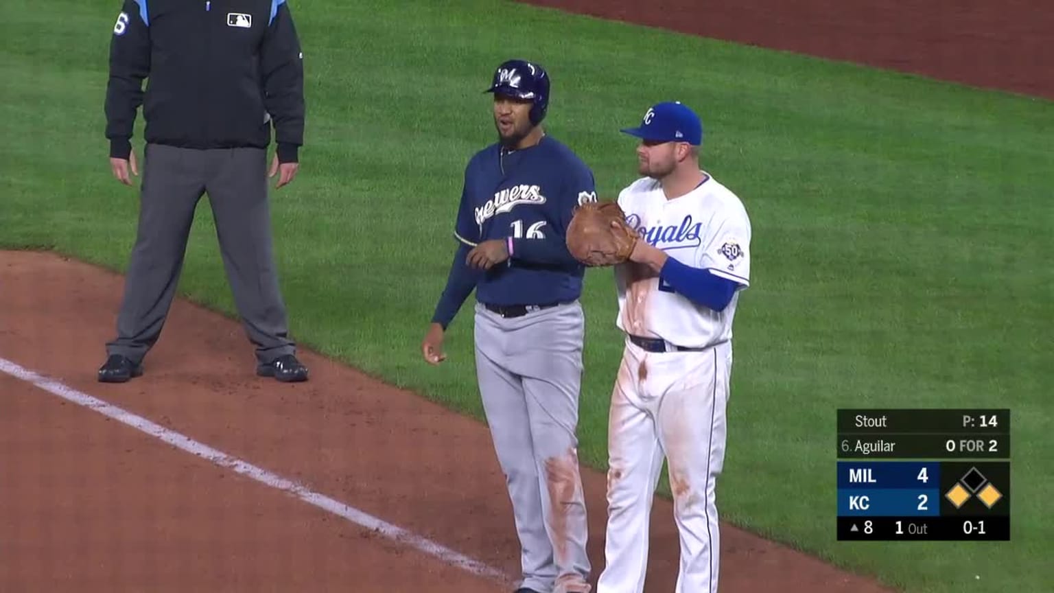 Eric Stout Foul to Jesus Aguilar | 25/04/2018 | Los White Sox de Chicago