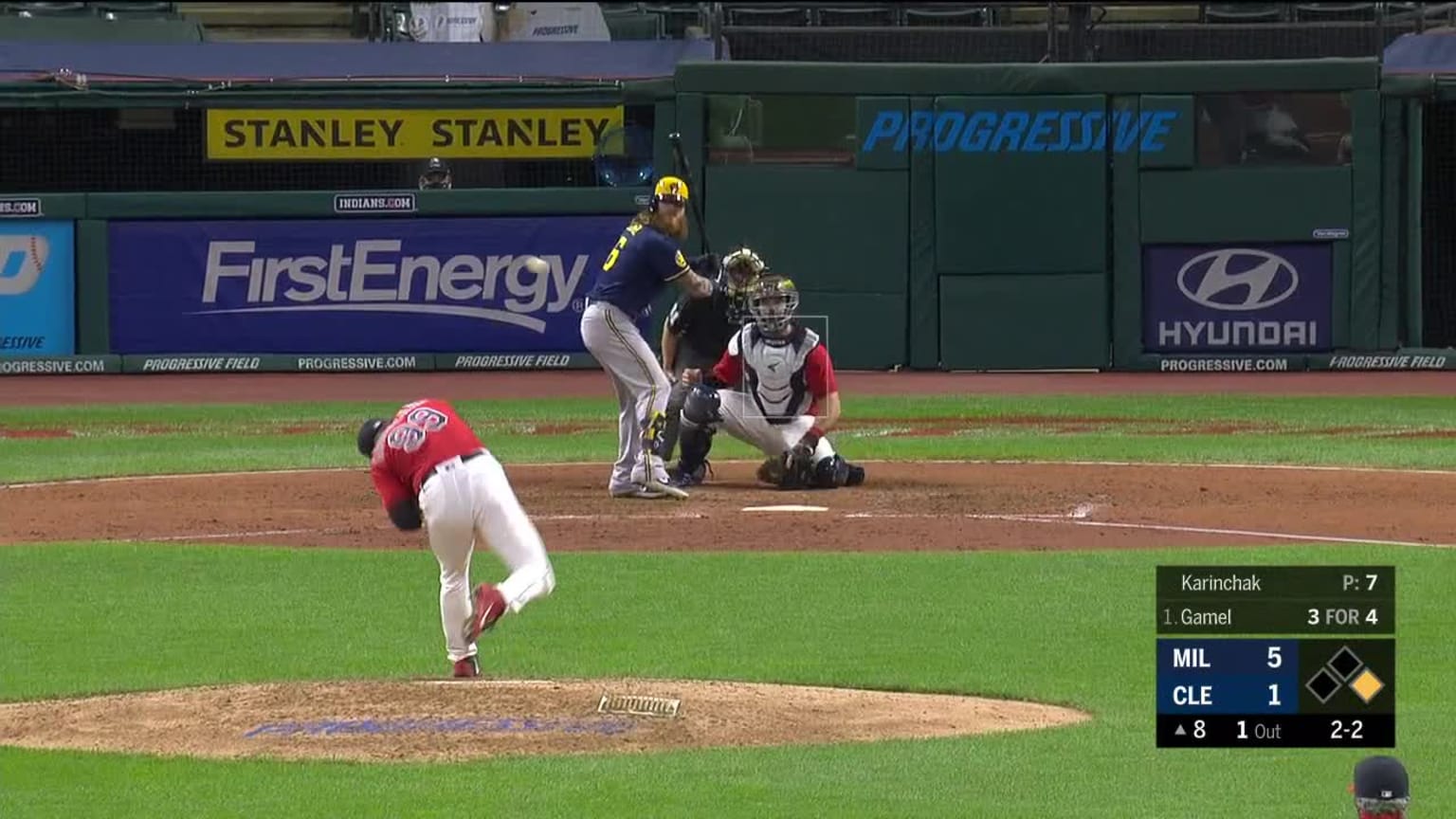 Ben Gamel strikes out swinging. Jacob Nottingham to 2nd. Wild pitch by ...