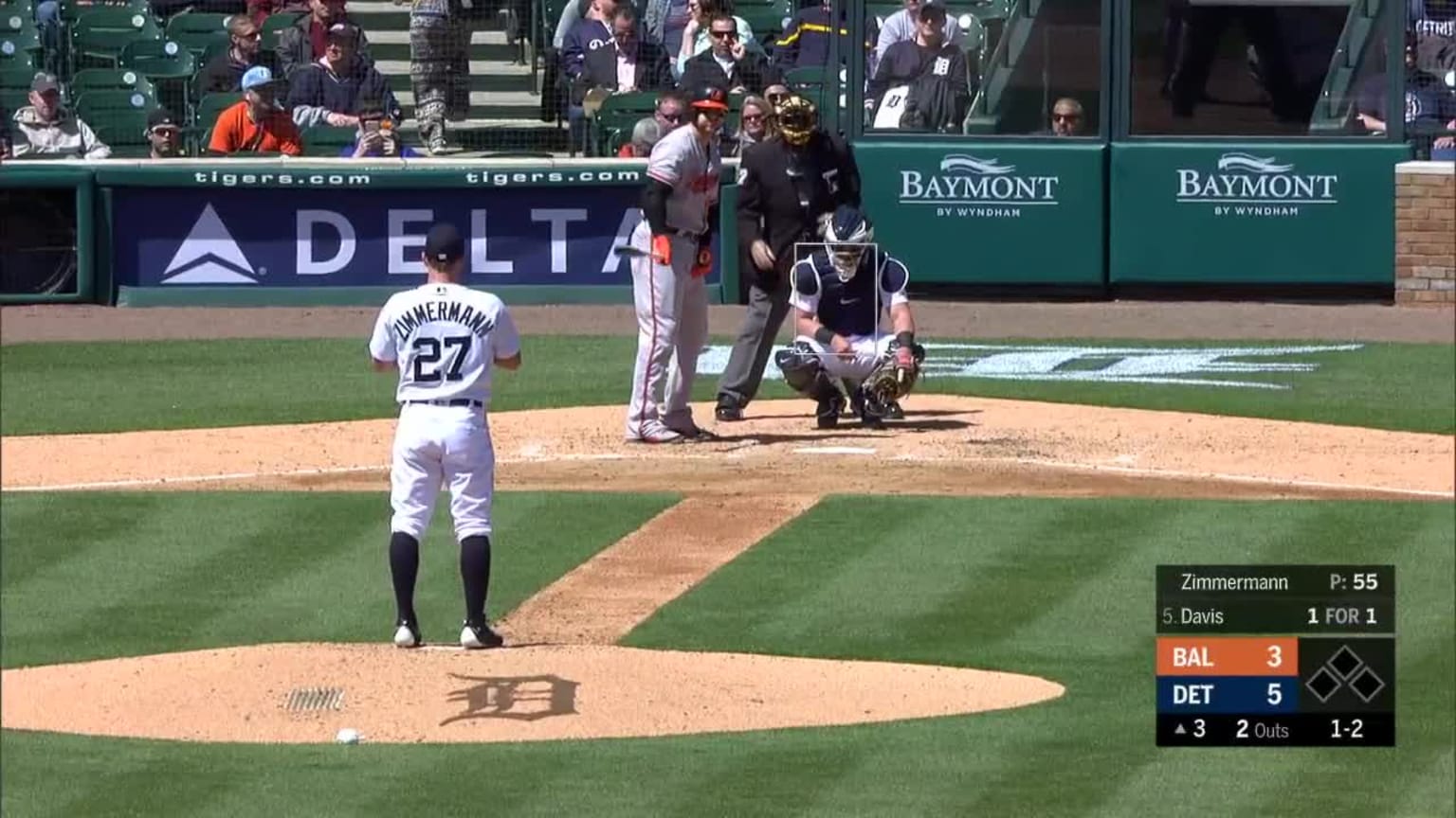 Chris Davis called out on strikes. | 04/19/2018 | Minnesota Twins