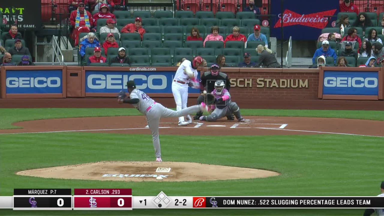 German Marquez Foul to Dylan Carlson | 05/09/2021 | Miami Marlins