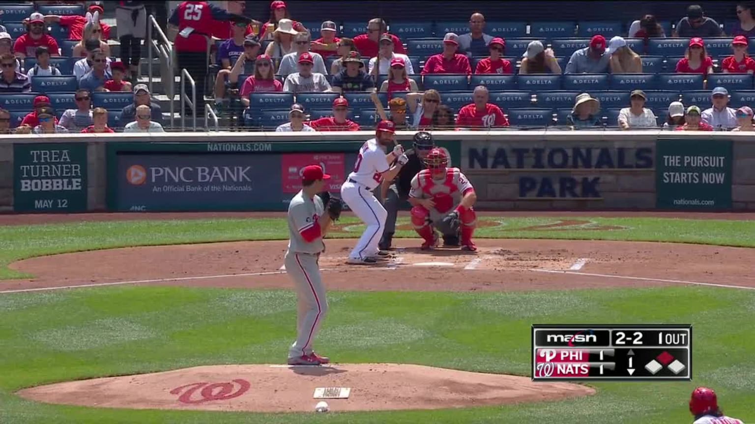 Daniel Murphy flies out to right fielder Daniel Nava. Anthony Rendon to ...