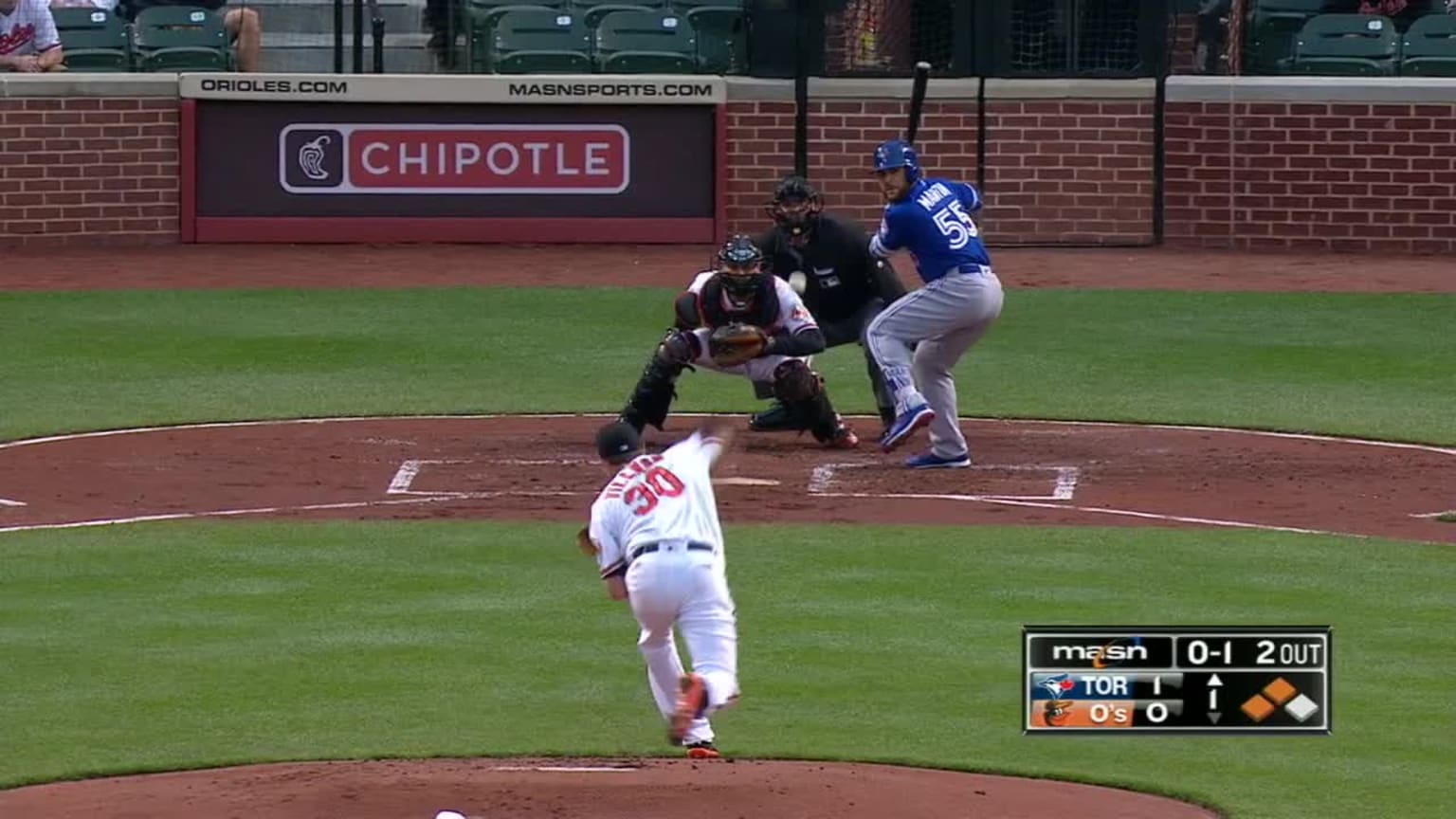 Chris Tillman Ball to Russell Martin | 04/21/2016 | Houston Astros