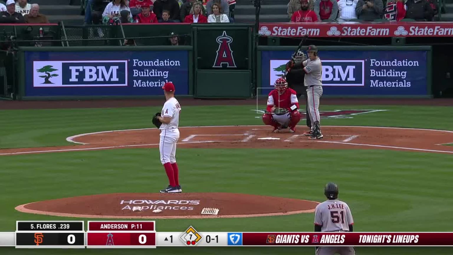 Wilmer Flores lines out to center fielder Jo Adell. | 04/18/2025 | MLB.com