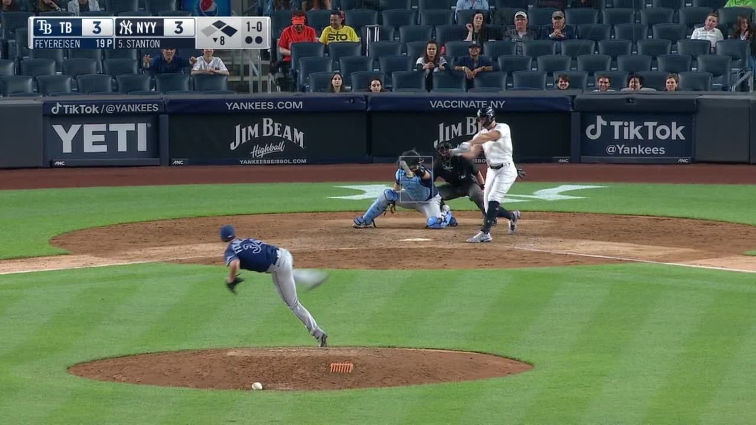 Giancarlo Stanton grounds into a force out, shortstop Joey Wendle to ...