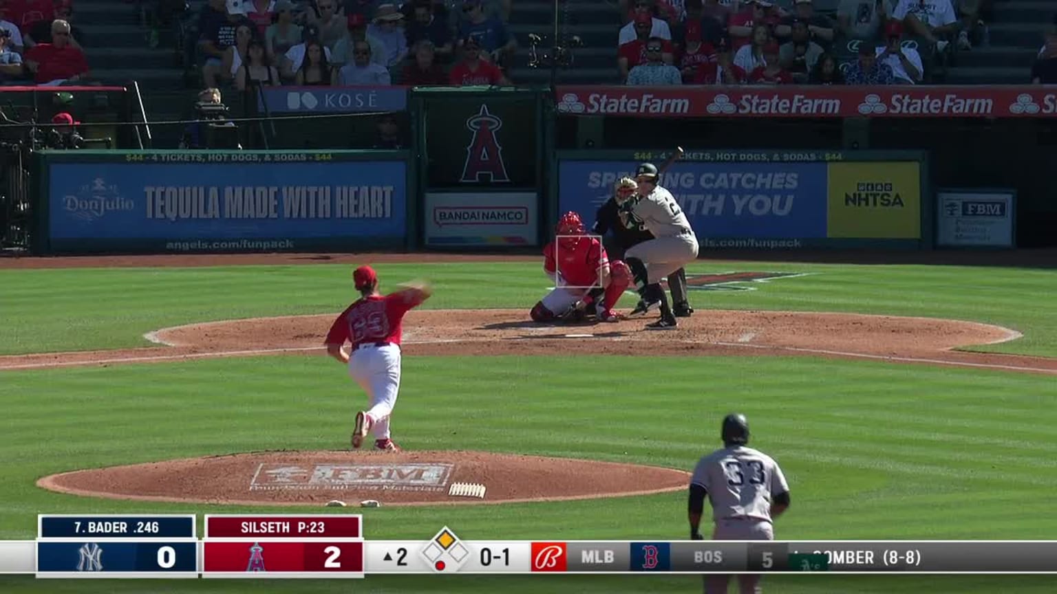 Harrison Bader reaches on a fielder's choice out, shortstop Zach Neto to third baseman Luis ...