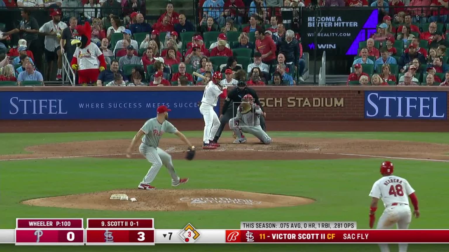 Victor Scott II grounds into a force out, second baseman Bryson Stott ...