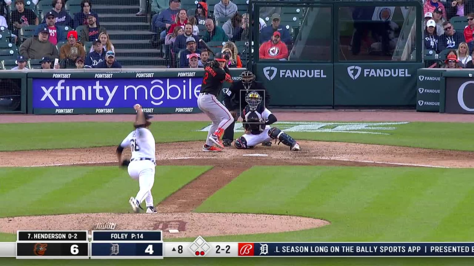 Gunnar Henderson singles on a sharp line drive to left fielder Akil ...