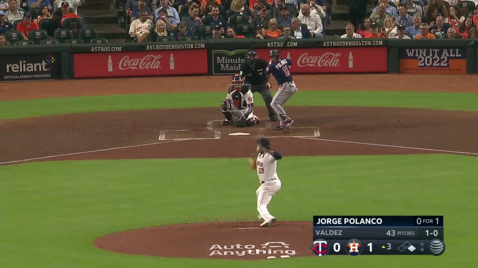 Jorge Polanco doubles (16) on a sharp line drive to left fielder Trey ...