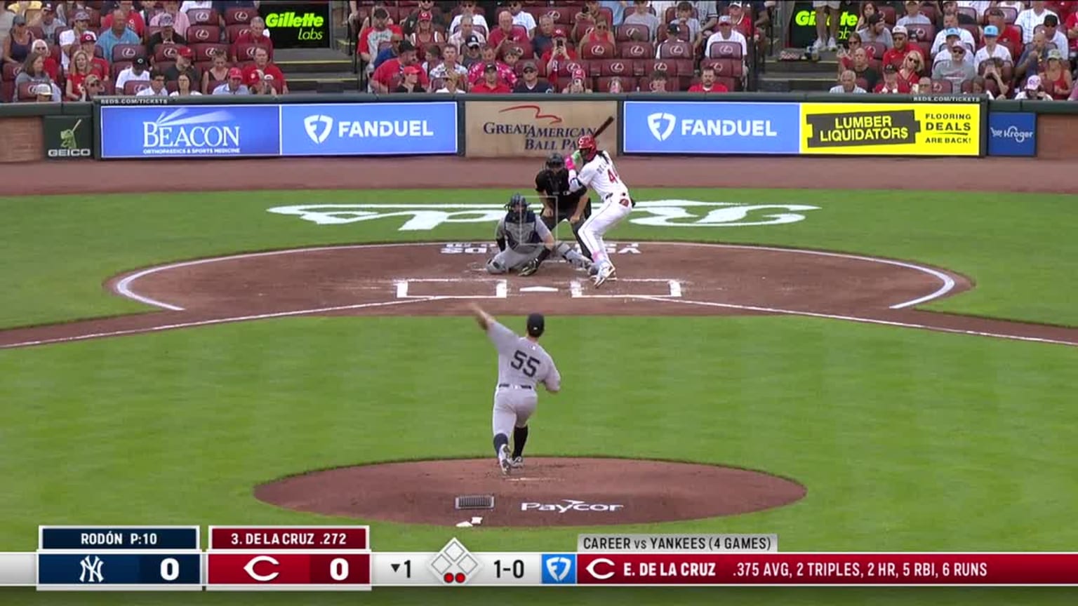 Elly De La Cruz singles on a ground ball to left fielder Cody Bellinger. | 06/24/2025 | MLB.com