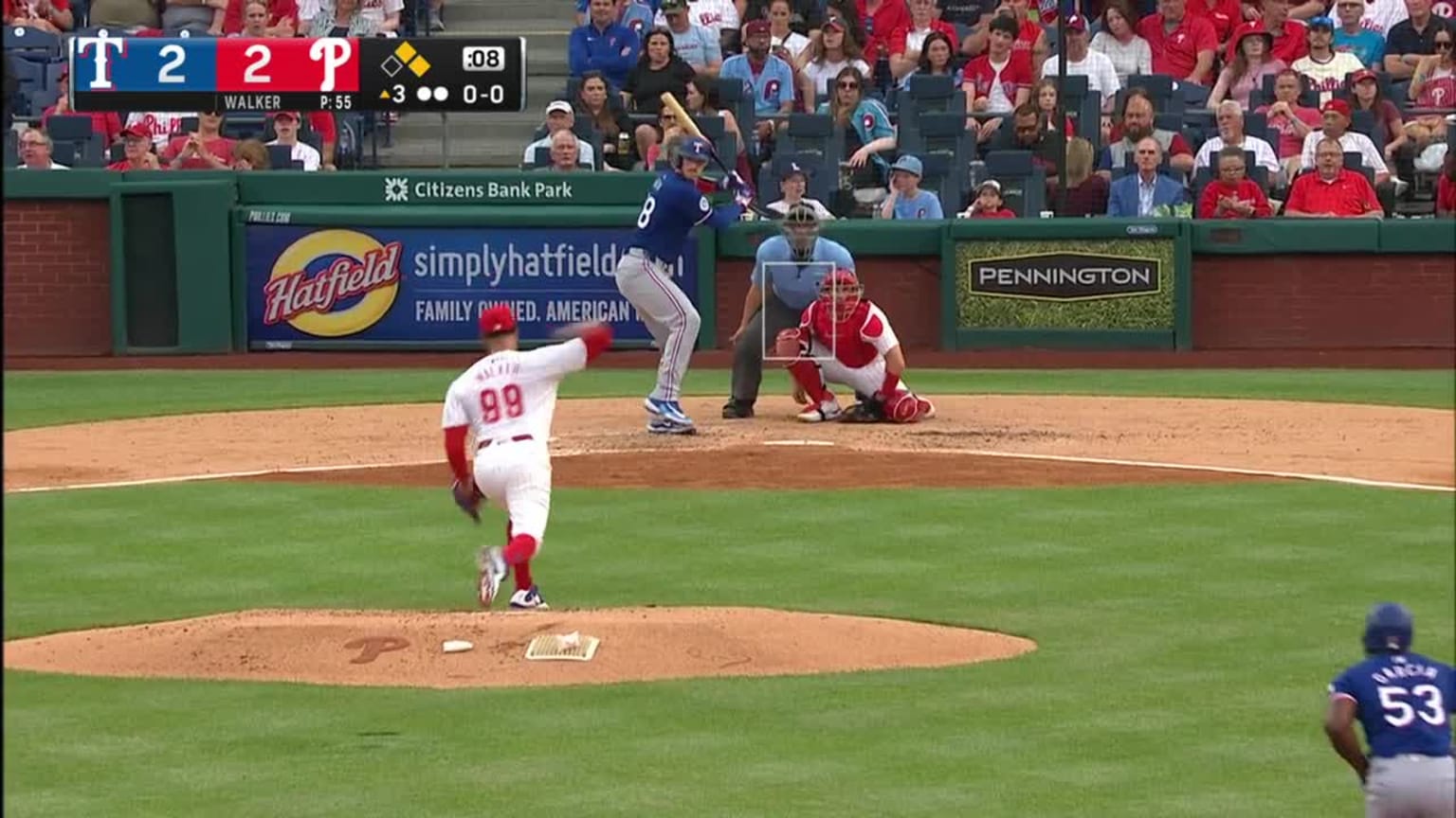 Jonah Heim lines out to left fielder Brandon Marsh. | 05/22/2024 | MLB.com