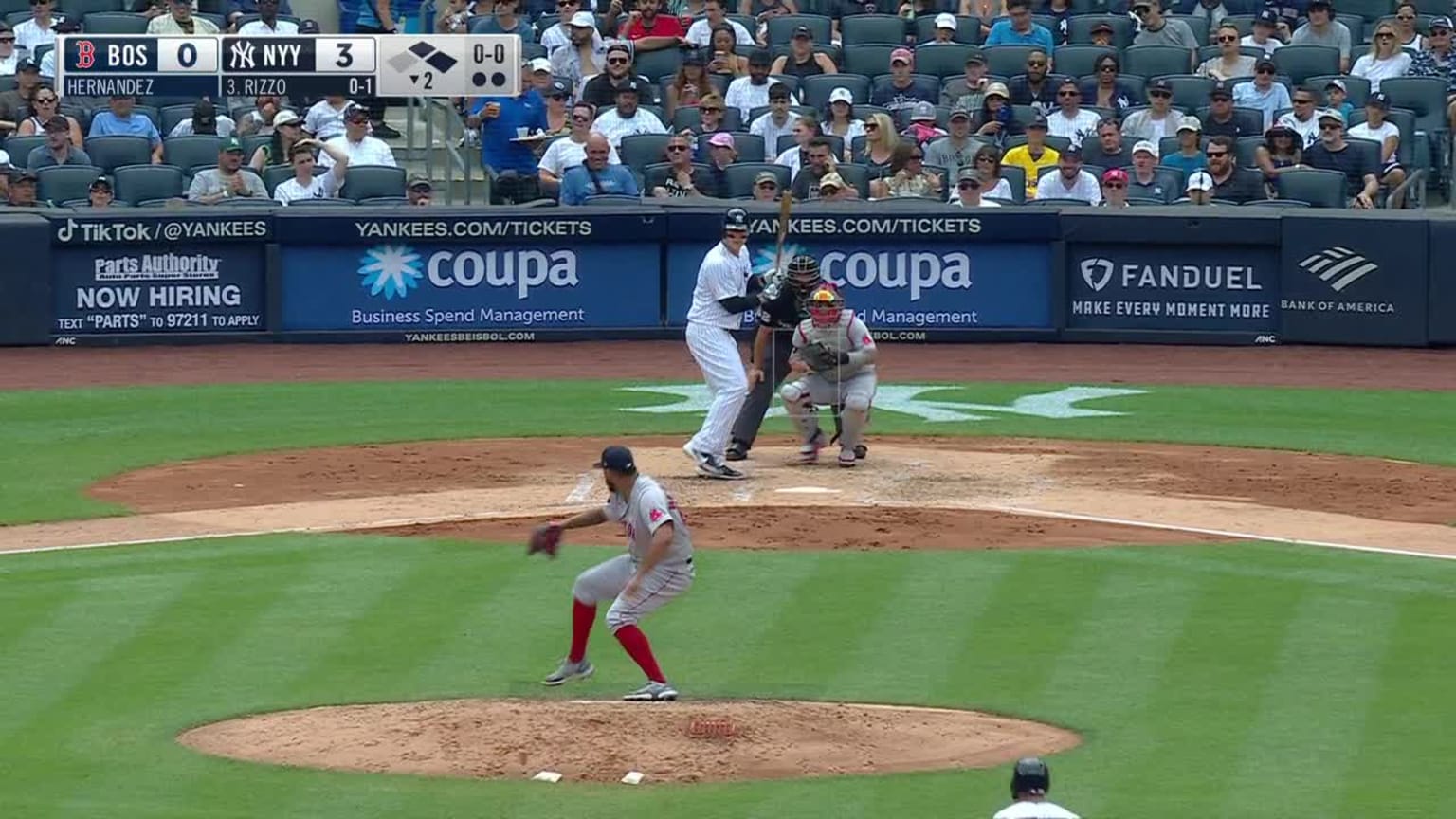 Anthony Rizzo hit by pitch. Tim Locastro to 3rd. DJ LeMahieu to 2nd ...