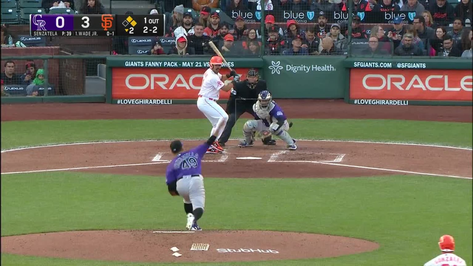 LaMonte Wade Jr. lines into a force out, second baseman Garrett Hampson ...