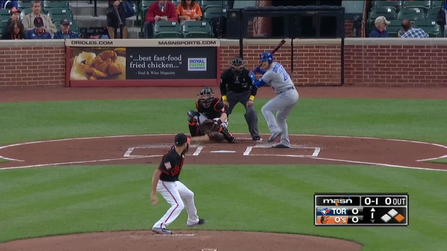 Josh Donaldson flies out to left fielder Trey Mancini. | 09/01/2017 ...