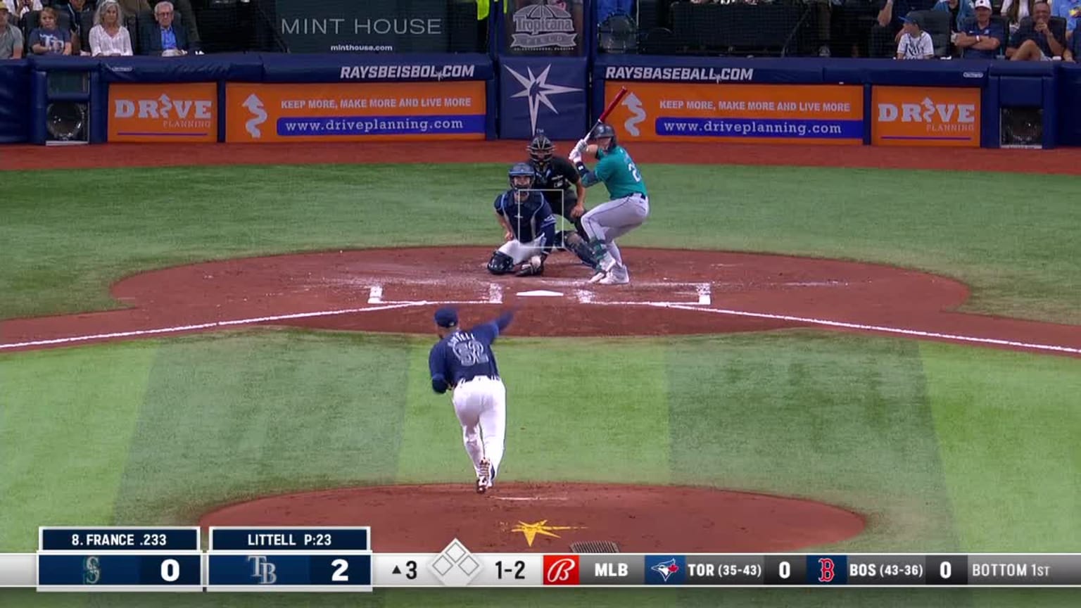 Ty France singles on a line drive to right fielder Jonny DeLuca. | 06 ...