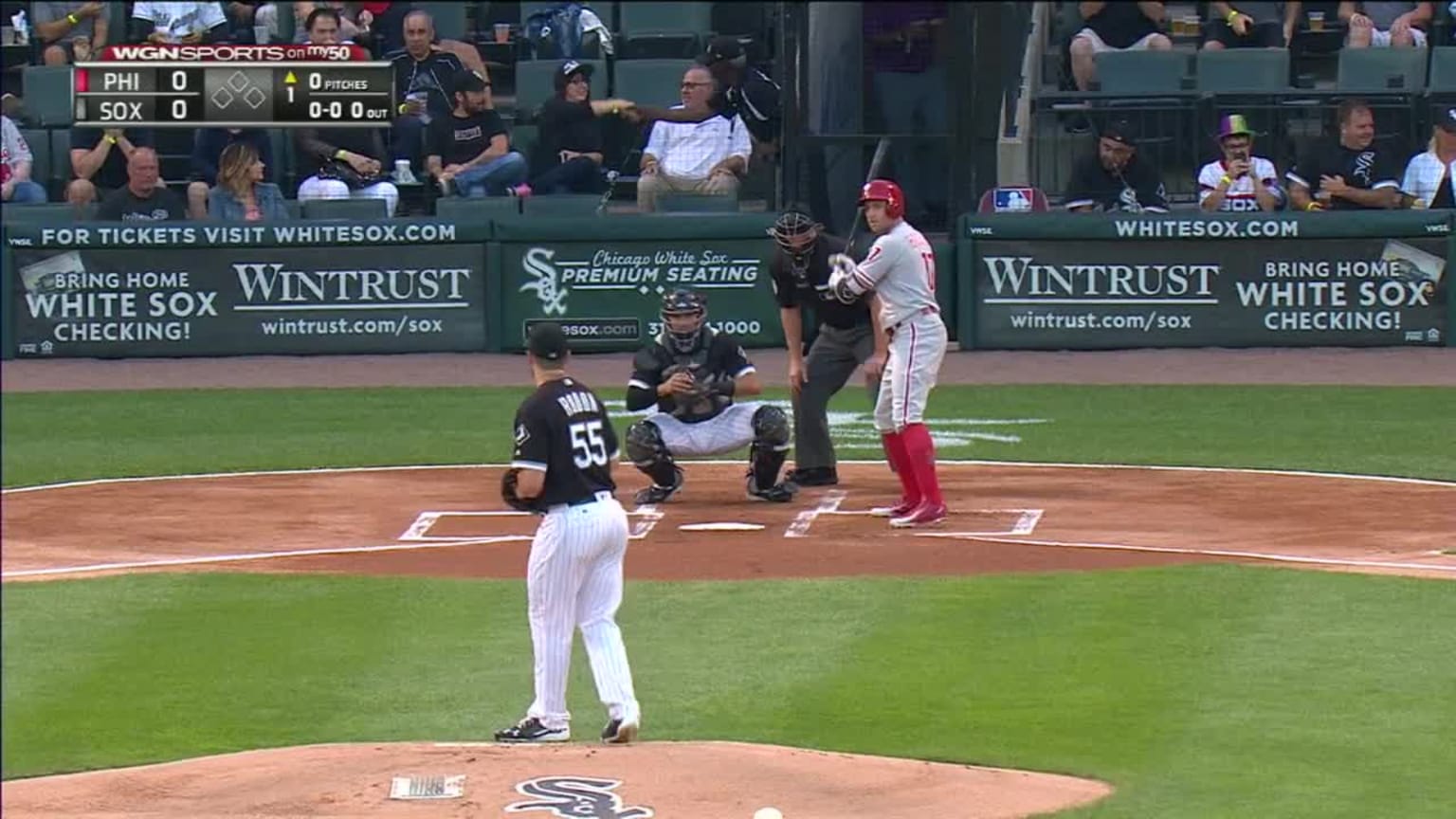 Carlos Rodon Ball to Peter Bourjos | 08/23/2016 | Philadelphia Phillies