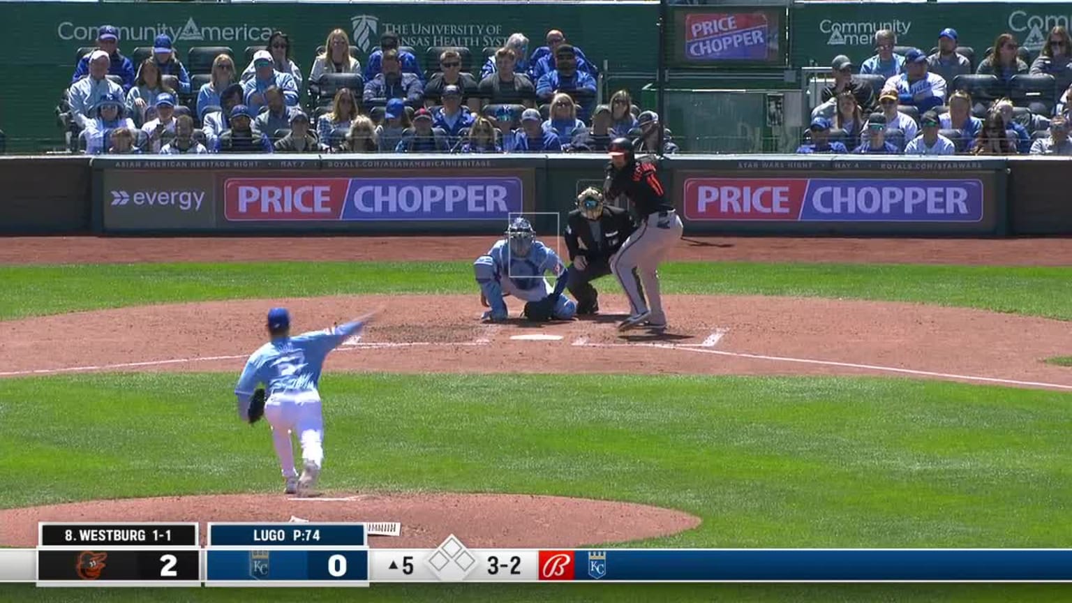 Jordan Westburg triples (1) on a sharp line drive to center fielder ...