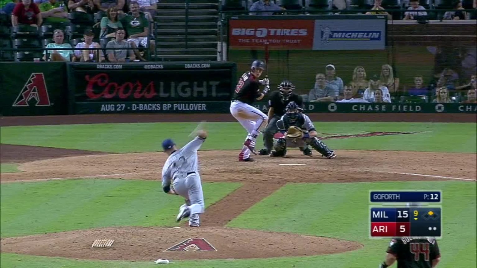 David Goforth Ball to Jake Lamb | 08/06/2016 | New York Yankees