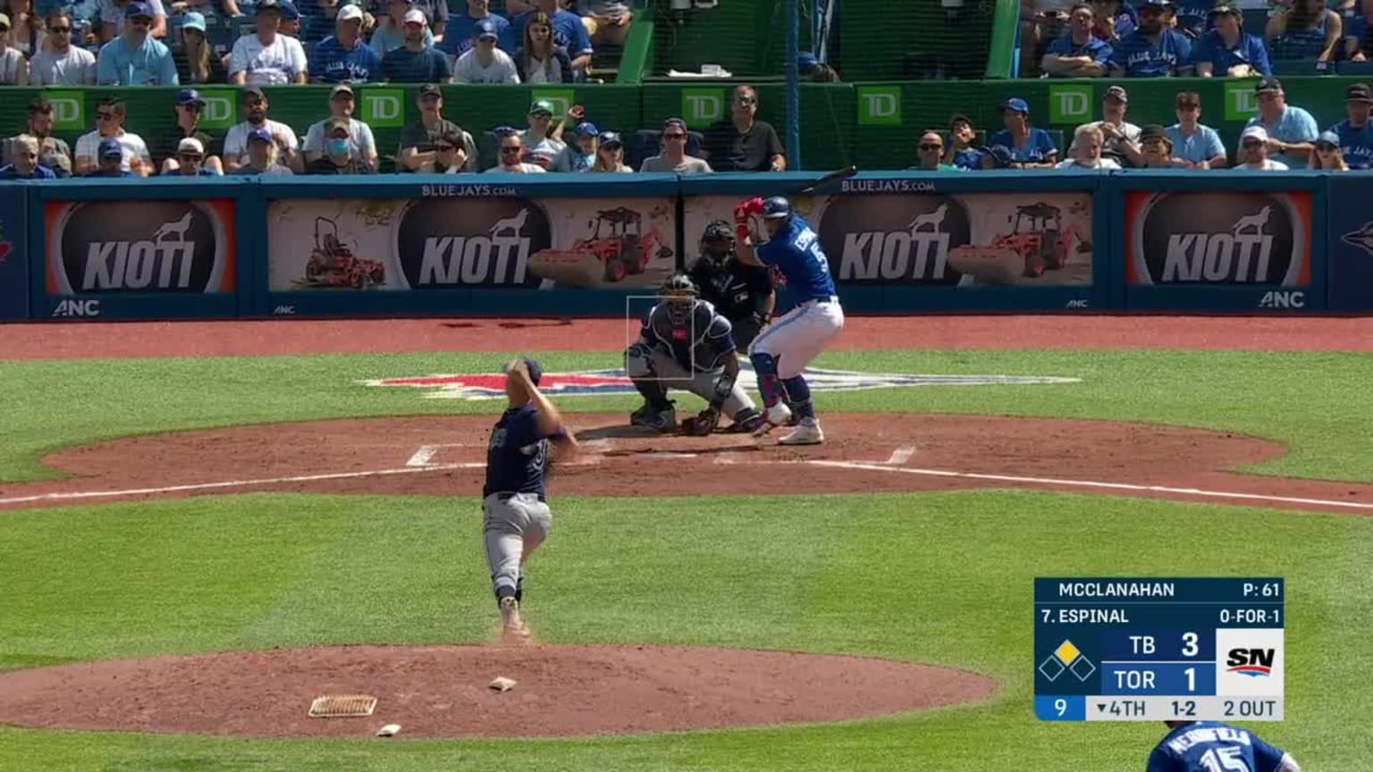 Santiago Espinal grounds out sharply, shortstop Taylor Walls to first ...