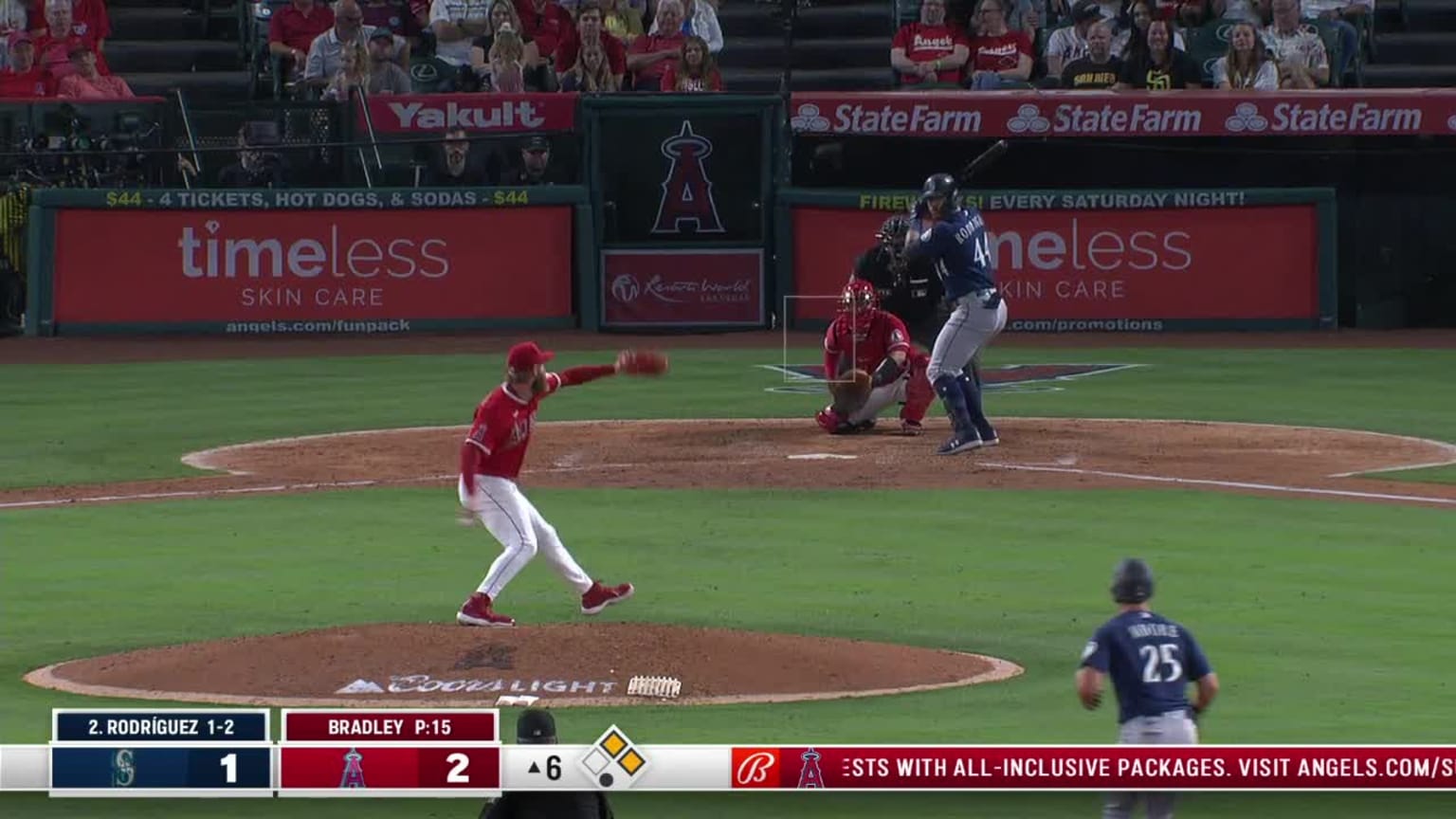 Julio Rodriguez reaches on a fielding error by third baseman Tyler Wade ...