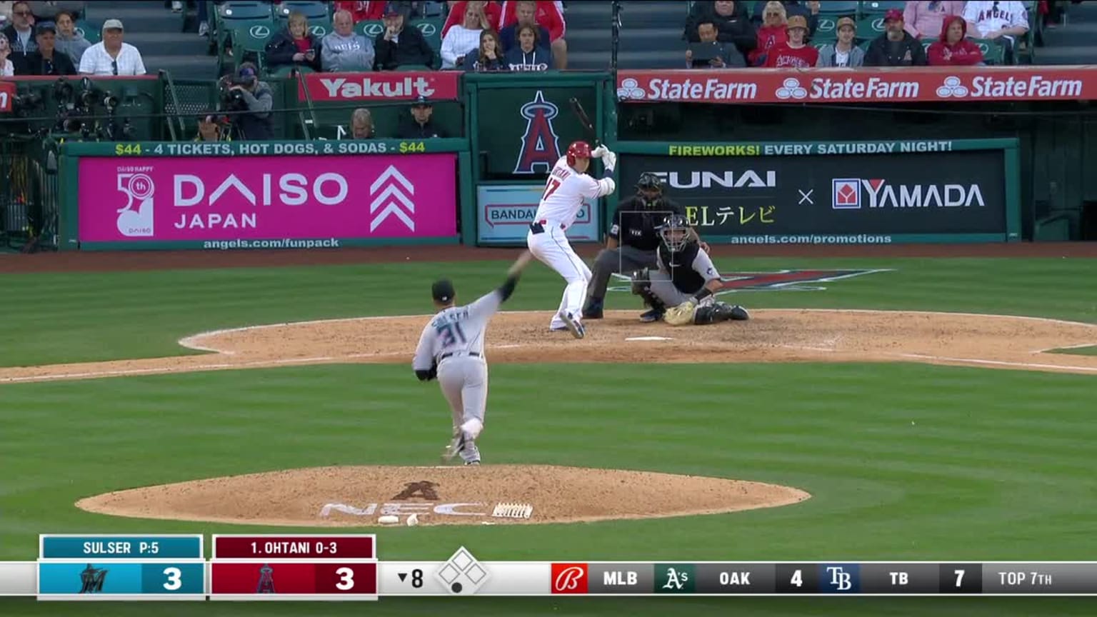 Shohei Ohtani singles on a line drive to right fielder Brian Anderson. | 04/12/2022 | MLB.com