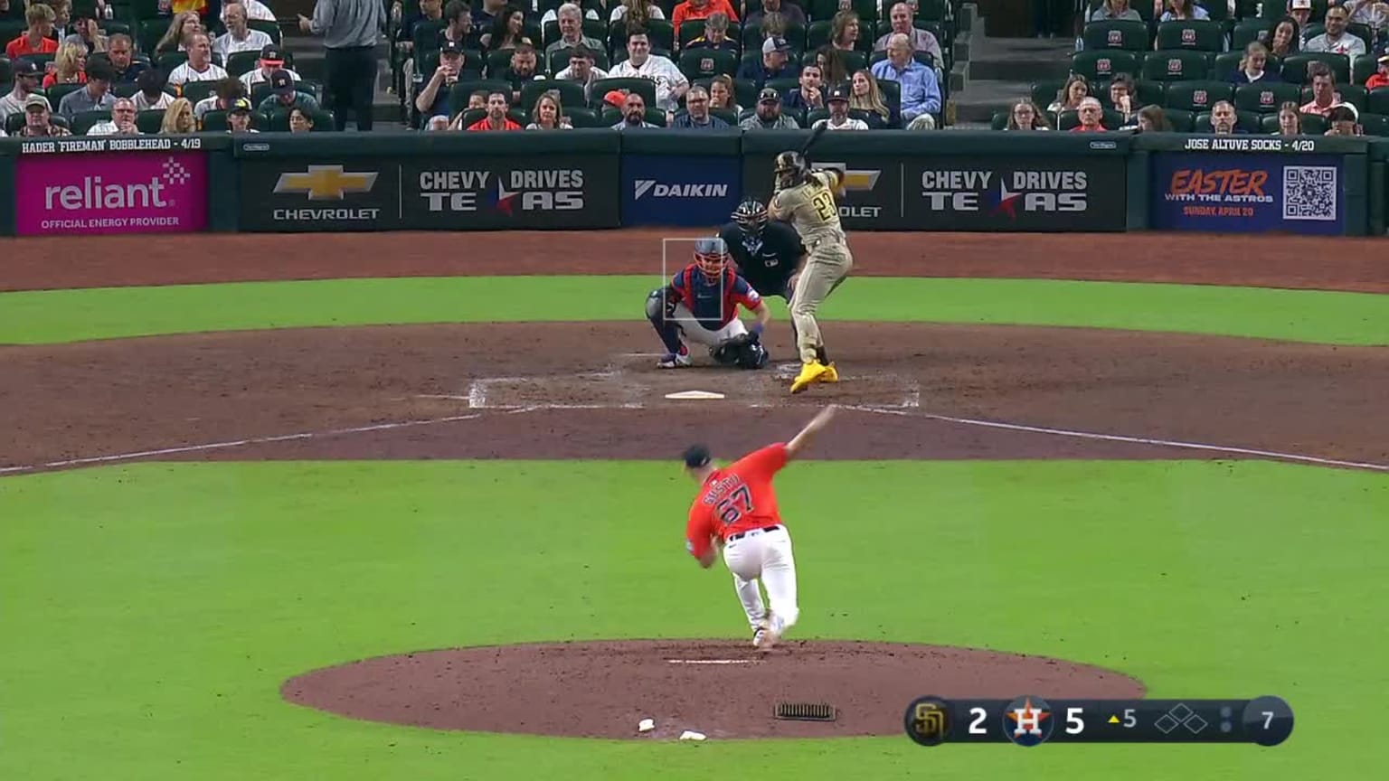 Fernando Tatis Jr. singles on a sharp line drive to left fielder Jose ...