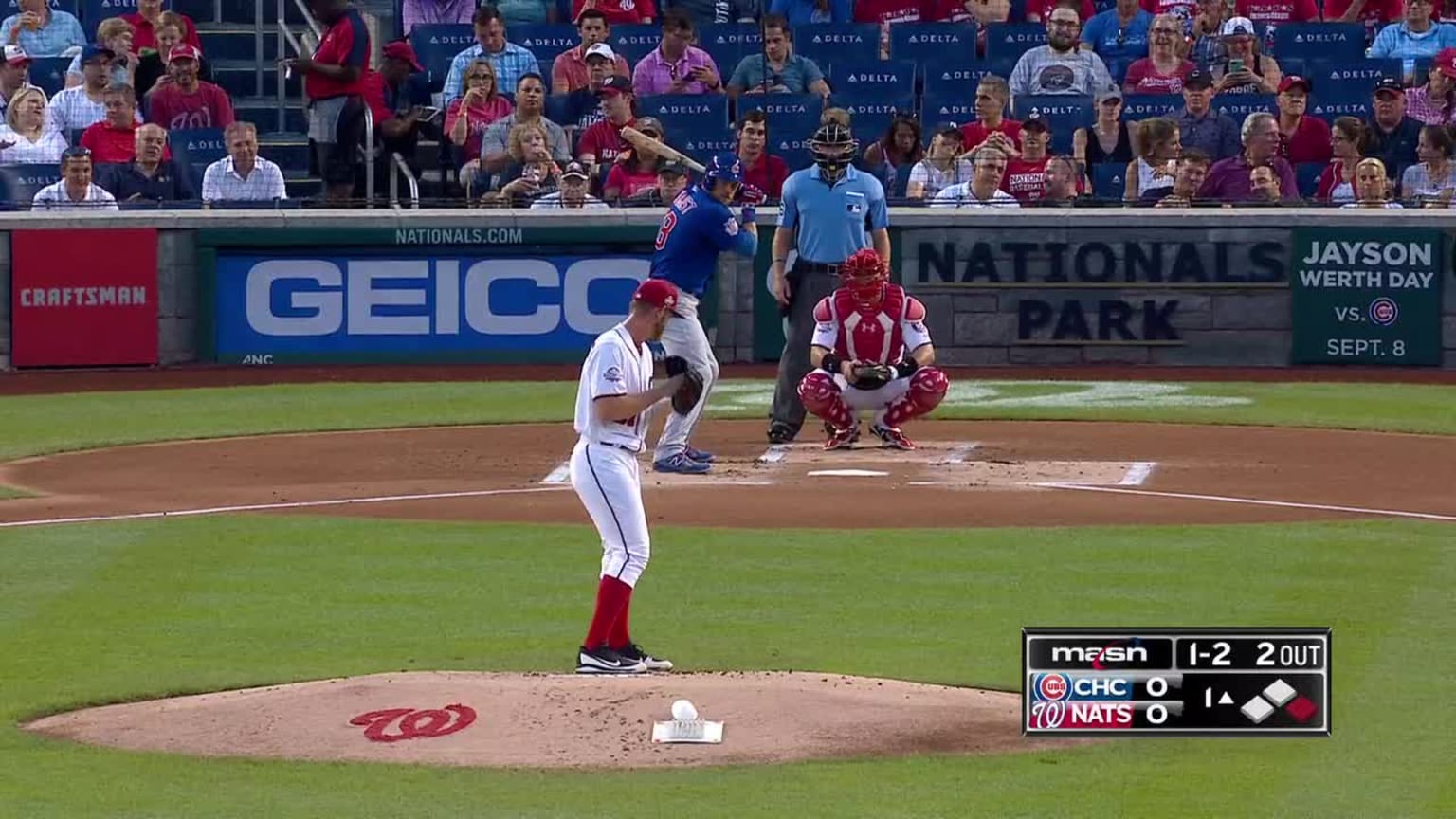 Stephen Strasburg Ball to Ben Zobrist | 09/06/2018 | San Diego Padres
