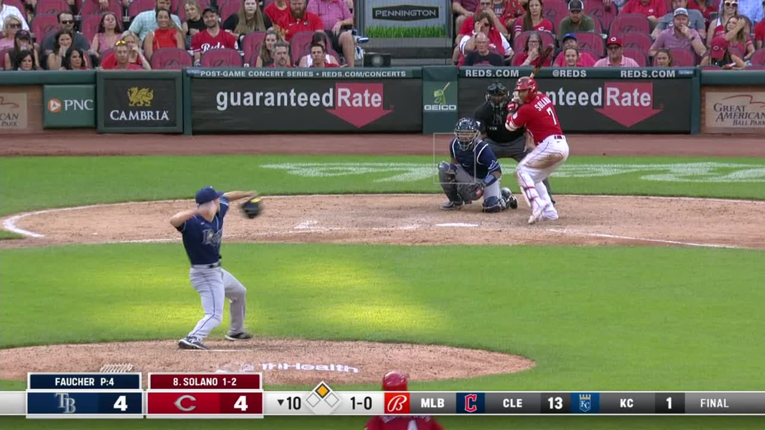 Calvin Faucher Foul to Donovan Solano | 07/09/2022 | Tampa Bay Rays