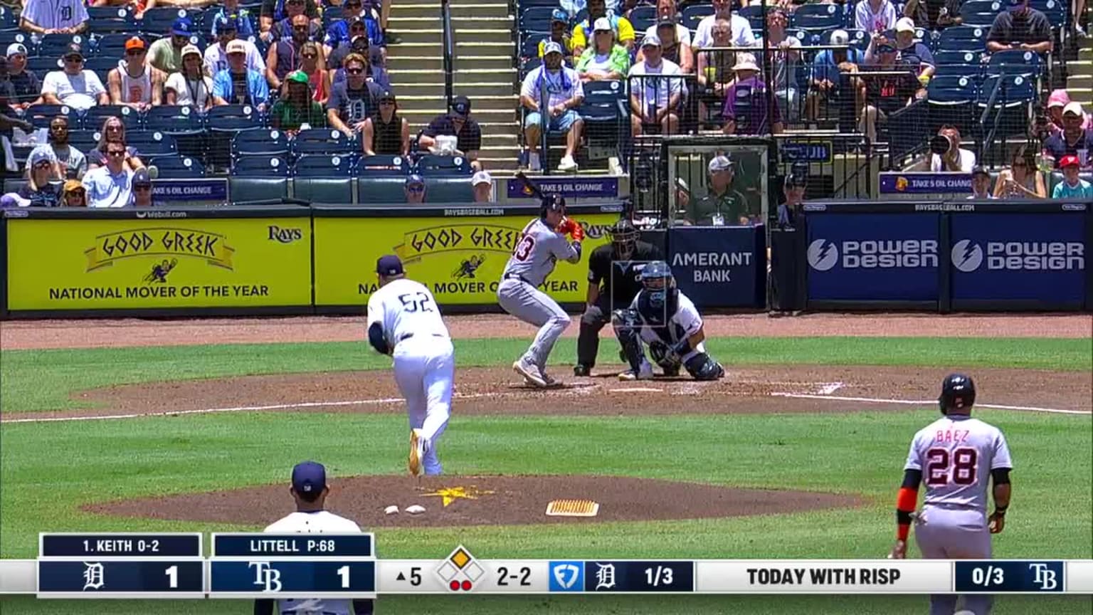 Colt Keith grounds out, second baseman Brandon Lowe to first baseman Jonathan Aranda. | 06/22 ...