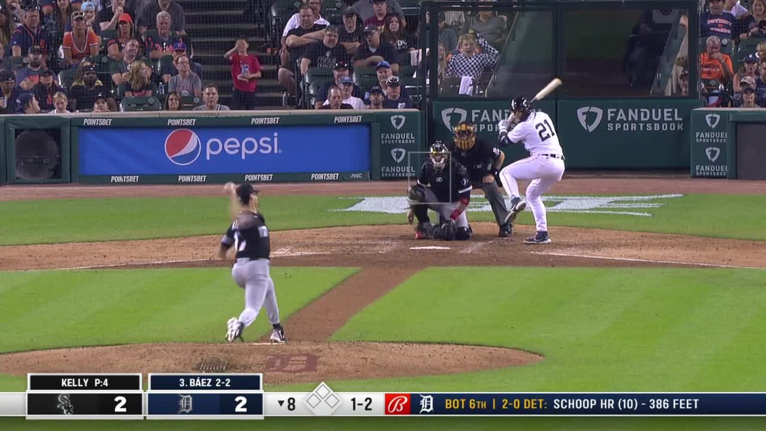 Javier Baez doubles (26) on a line drive to center fielder AJ Pollock ...