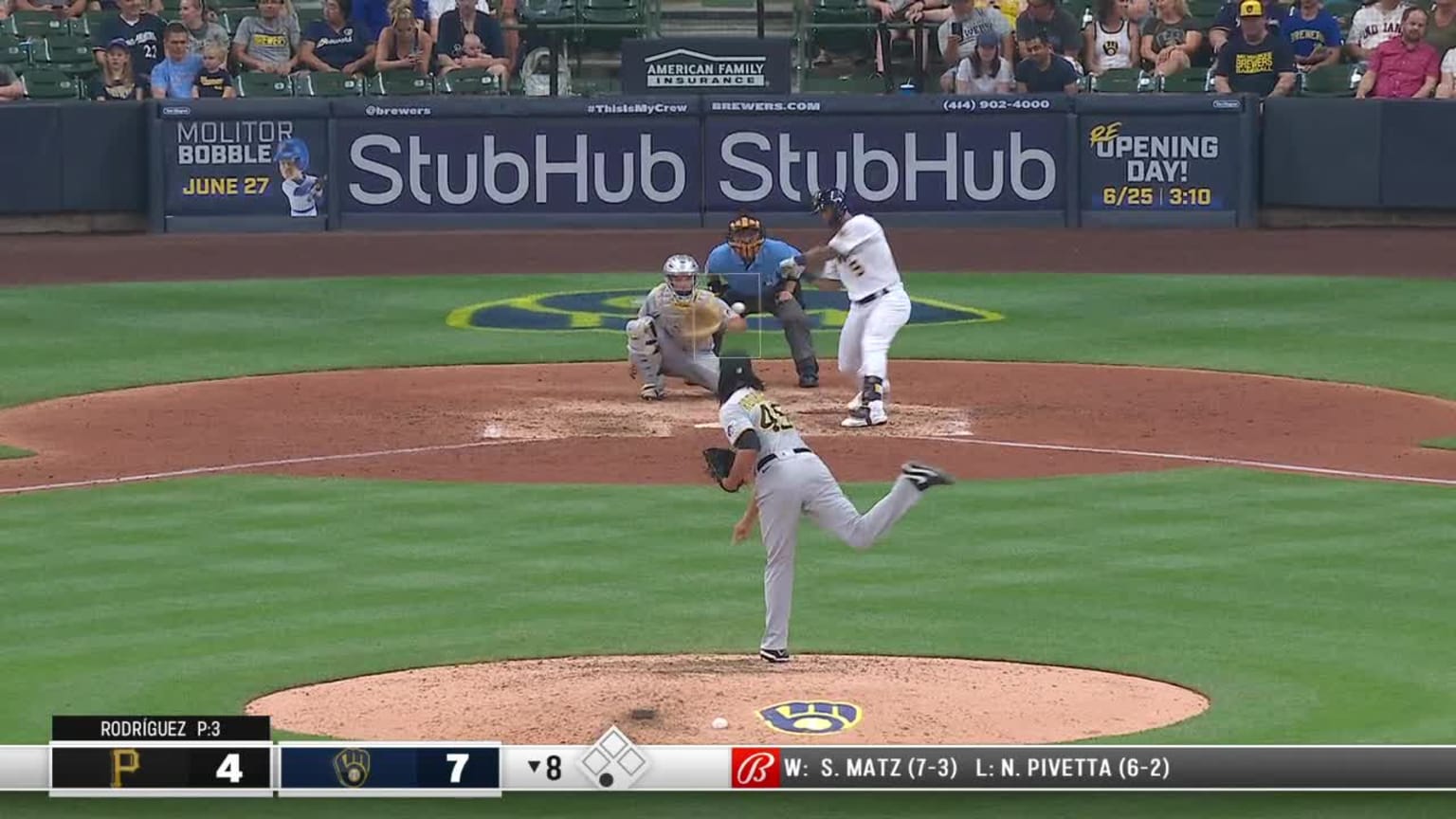 Tim Lopes singles on a sharp ground ball to center fielder Bryan ...