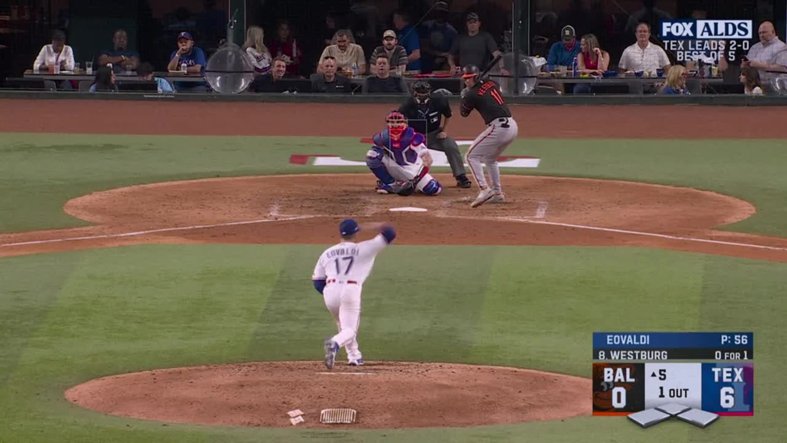 Jordan Westburg singles on a line drive to left fielder Evan Carter ...