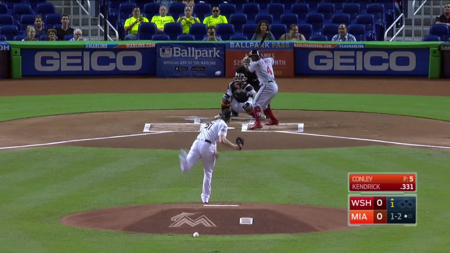 Adam Conley Ball to Howie Kendrick | 09/04/2017 | Los Angeles Dodgers