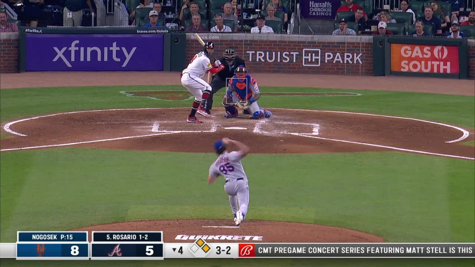 Eddie Rosario grounds into a force out, first baseman Mark Vientos to ...